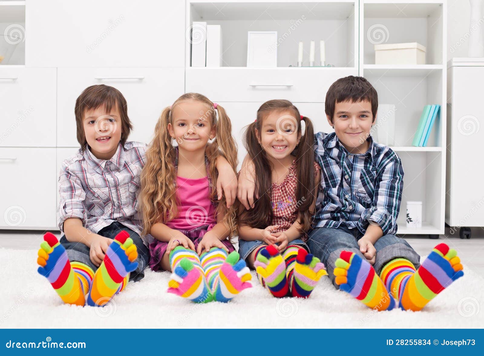 Children with Colorful Socks Stock Photo - Image of warm, girl: 28255834