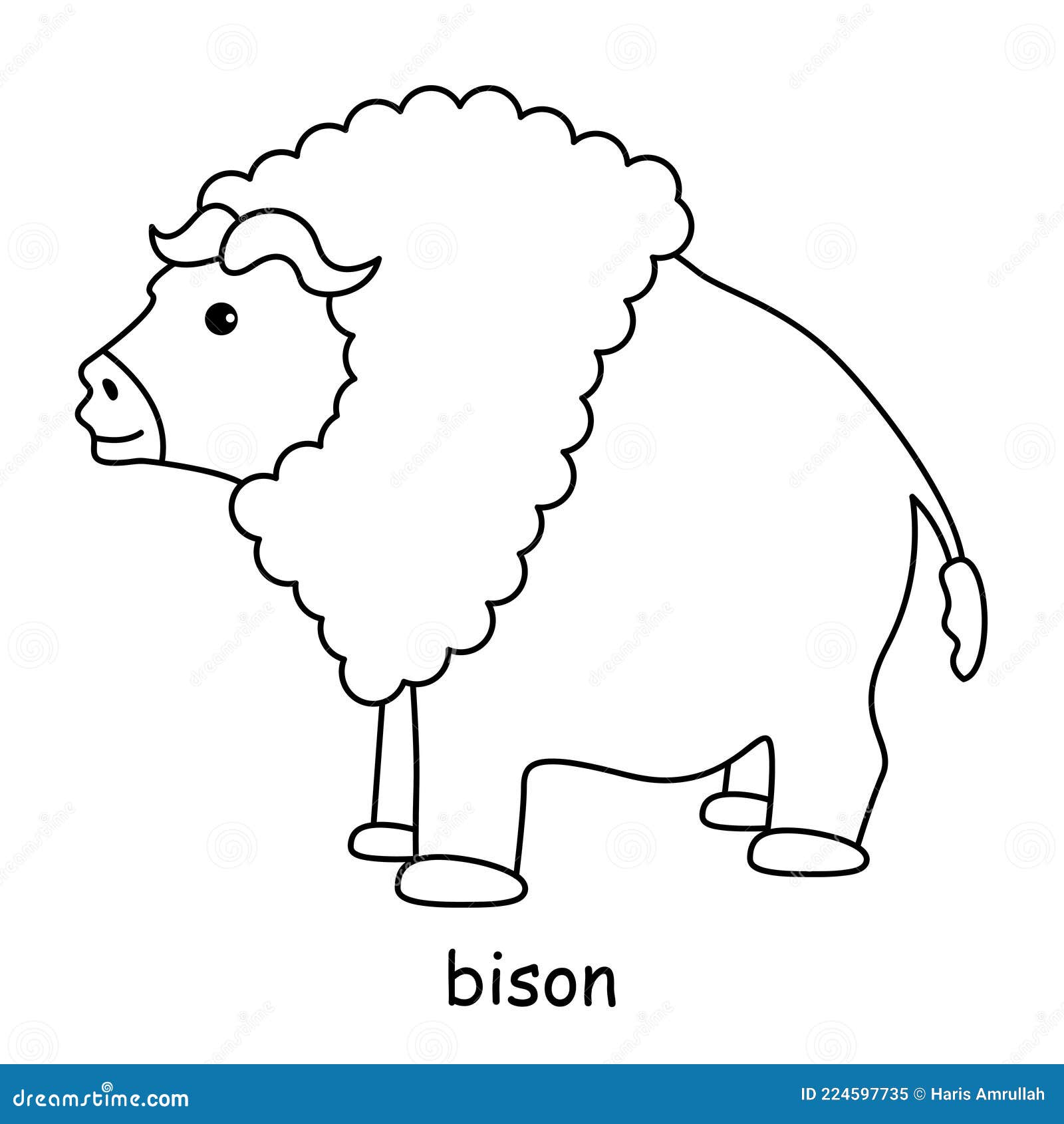 Children Coloring Book on the Theme of Animal Vector, Bison Stock ...
