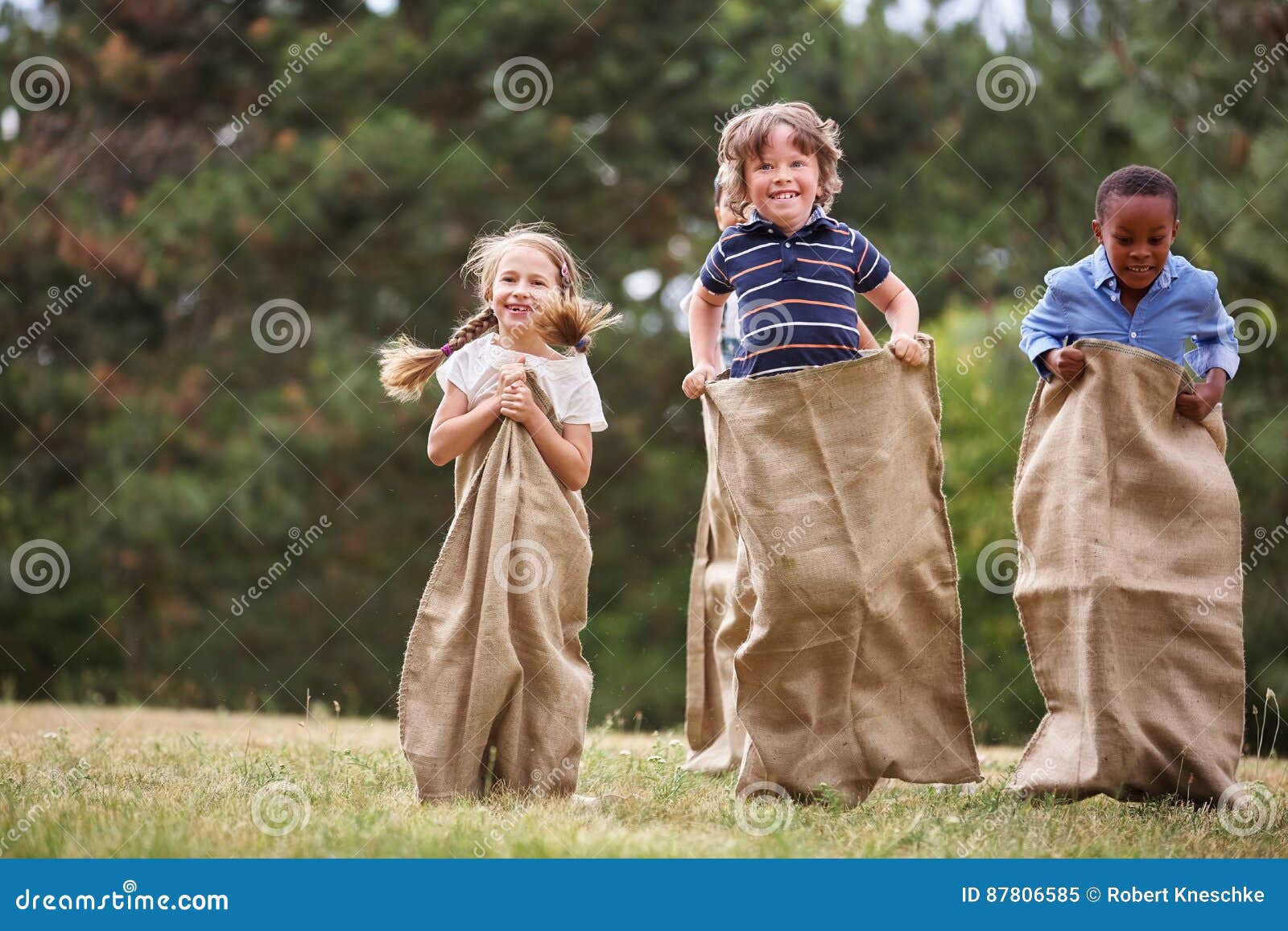 Children Competing at Sack Race Stock Image - Image of african, nature ...