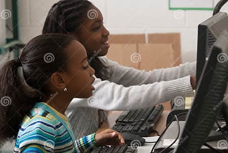 Children at a computer stock photo. Image of child, smile - 11962482