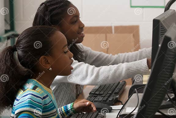 Children at a computer stock photo. Image of child, smile - 11962482