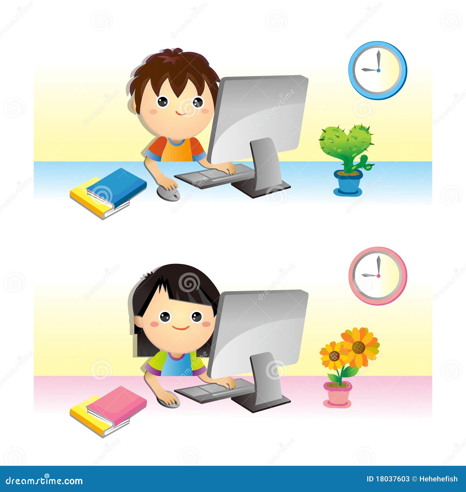 Children & computer stock vector. Illustration of modern - 18037603