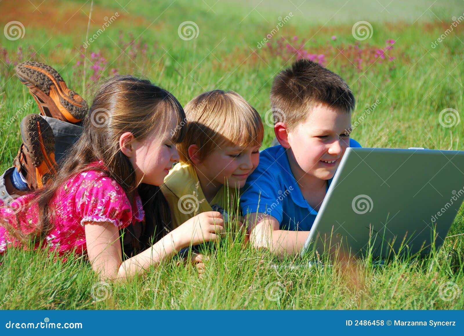 Children with computer stock photo. Image of watching - 2486458
