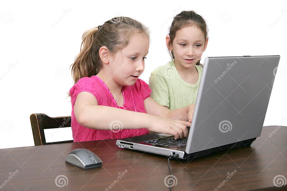 Children on computer stock photo. Image of concentration - 7305814