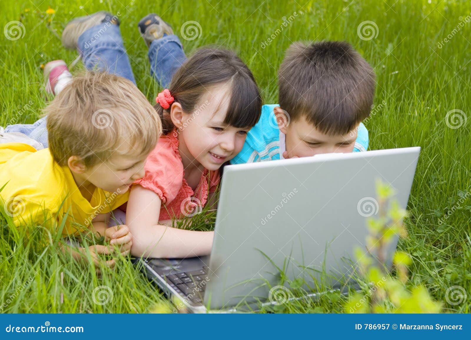 Children with computer stock image. Image of happiness - 786957