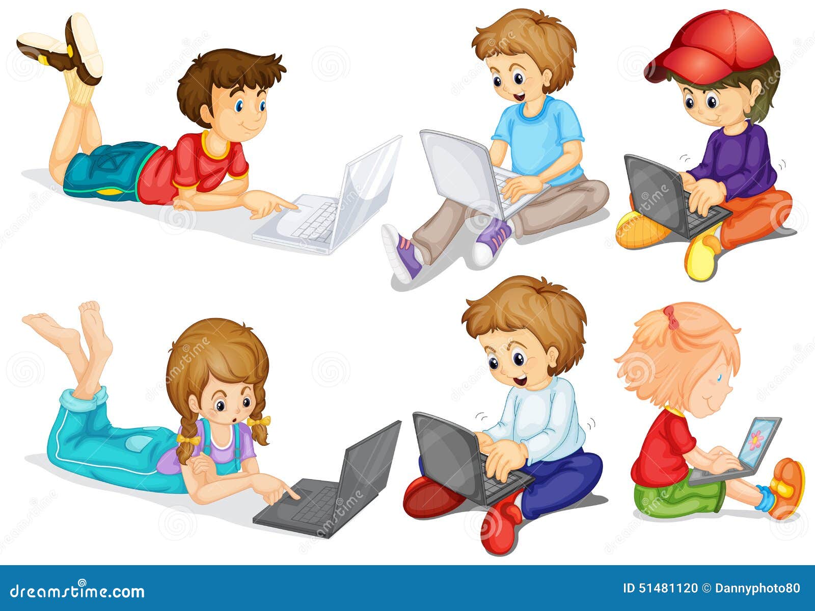 Children And Computer Stock Vector - Image: 51481120