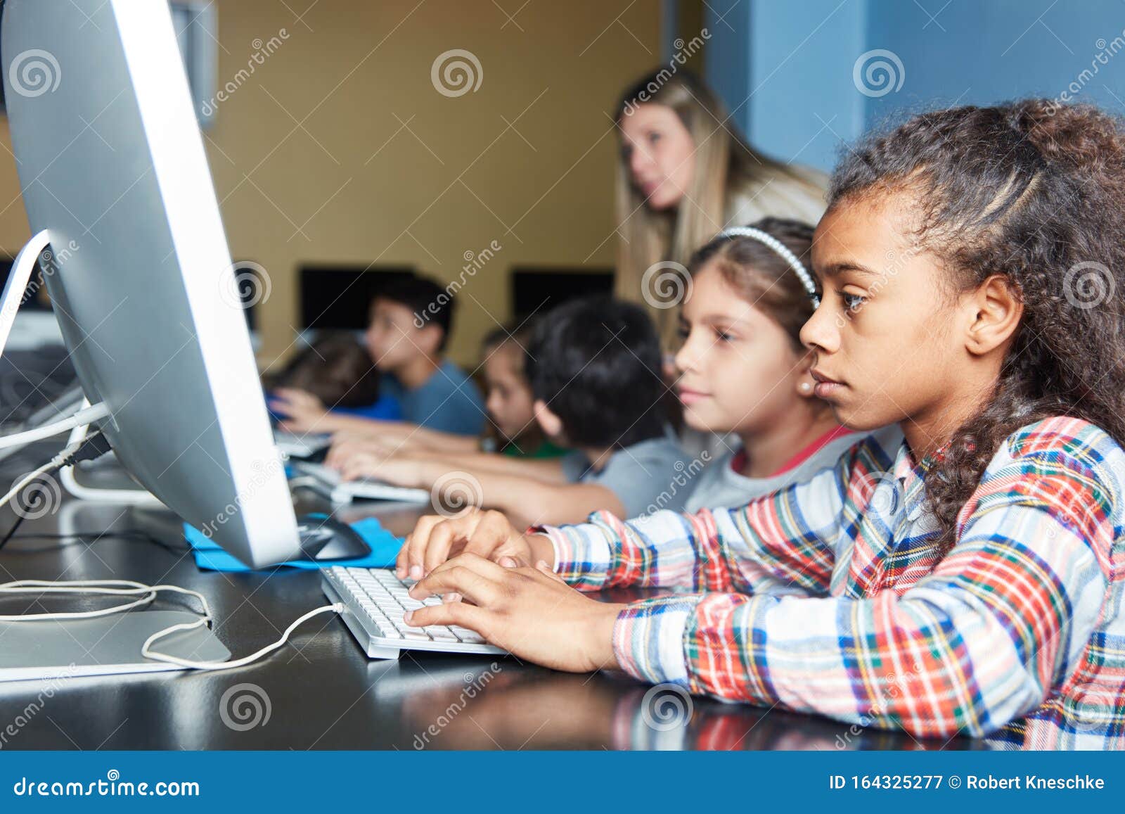Children at the Computer in Computer Science Lessons Stock Image ...