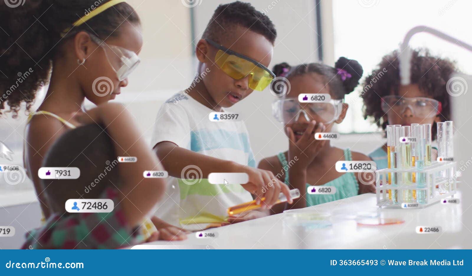 Science Experiments In Laboratory. Chemistry Research. Children Using ...