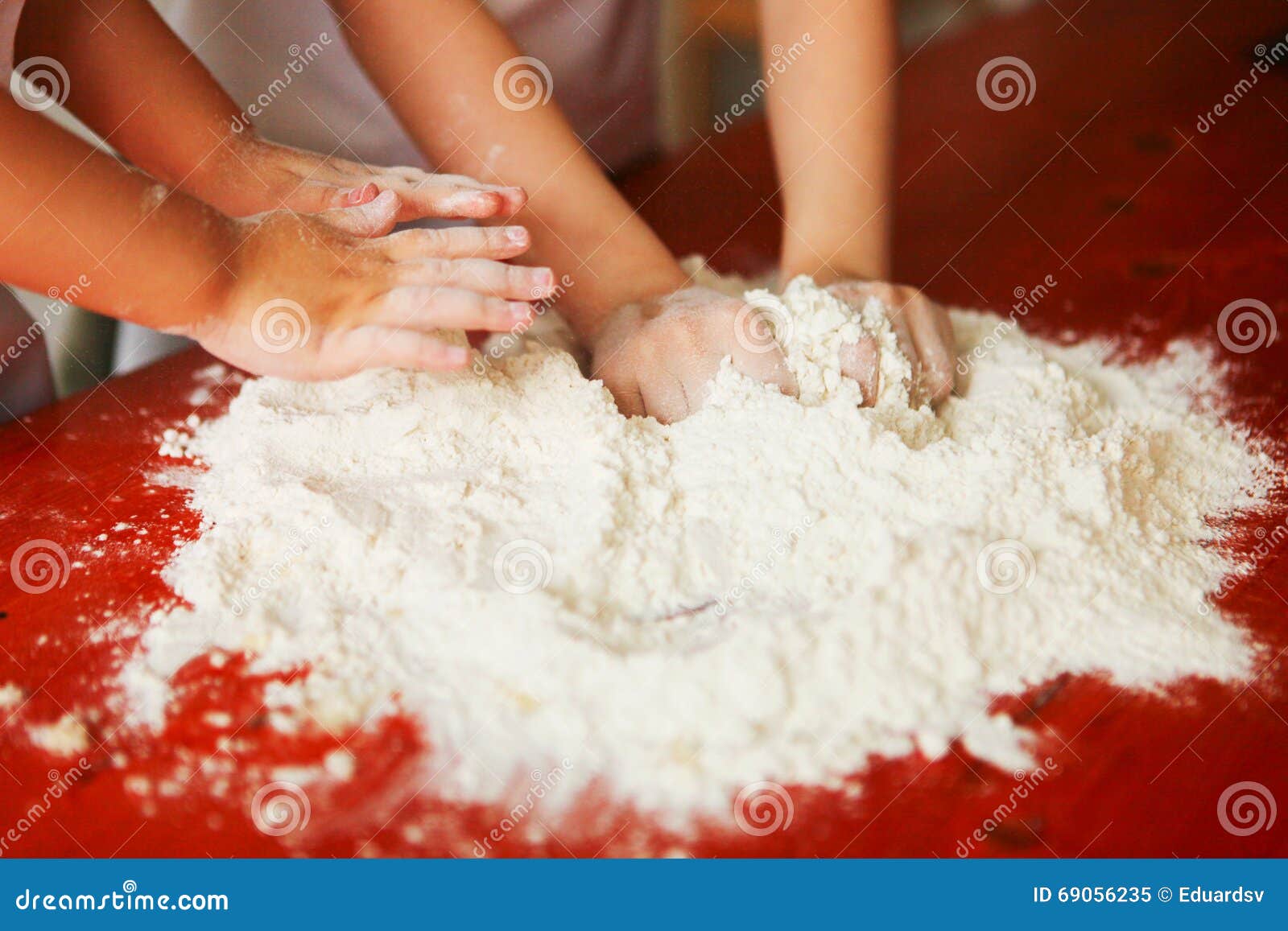 The children cook hands. stock image. Image of flour - 69056235