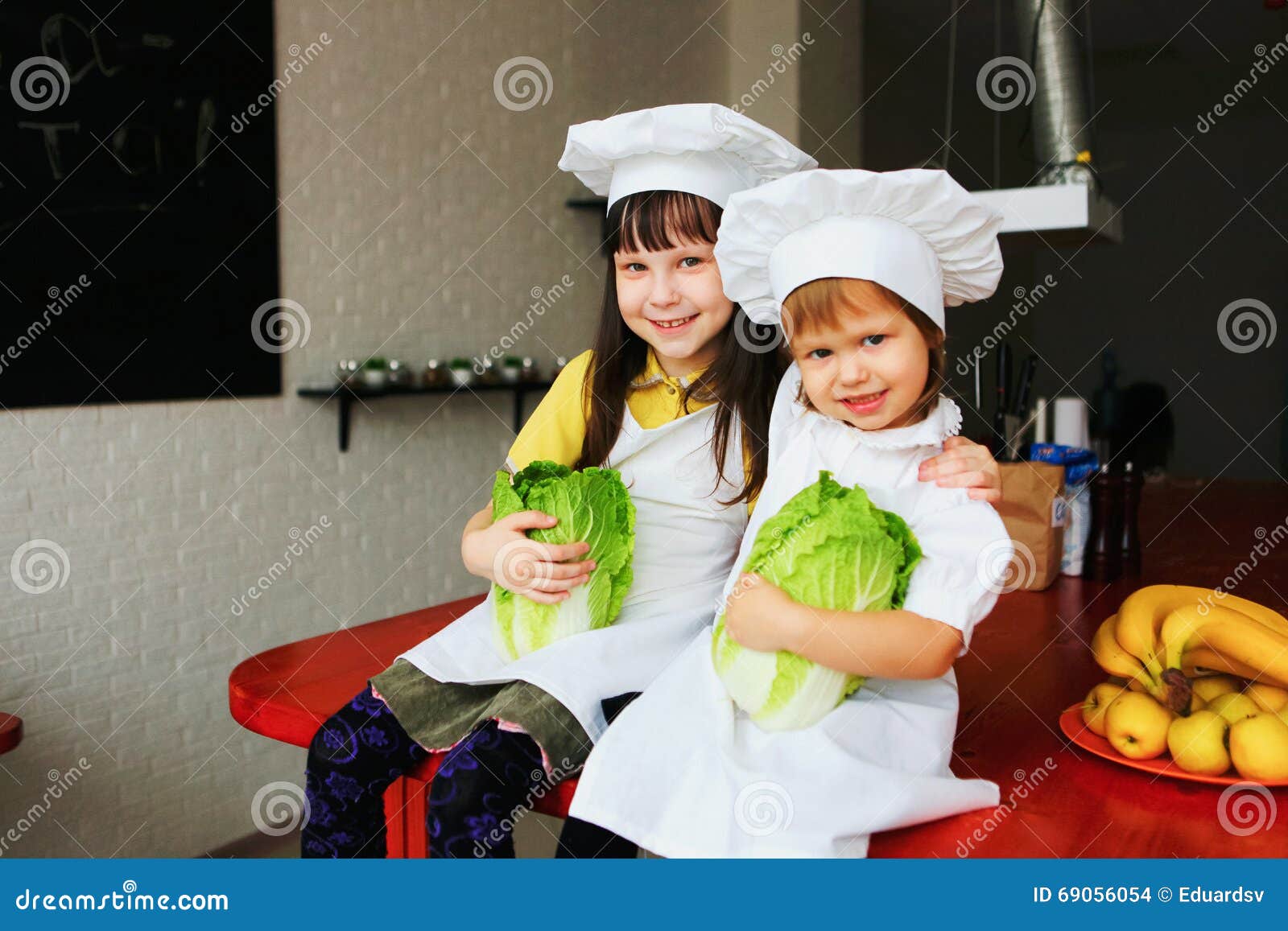 The Children Cook Portrait. Stock Photo - Image of cake, preparing ...