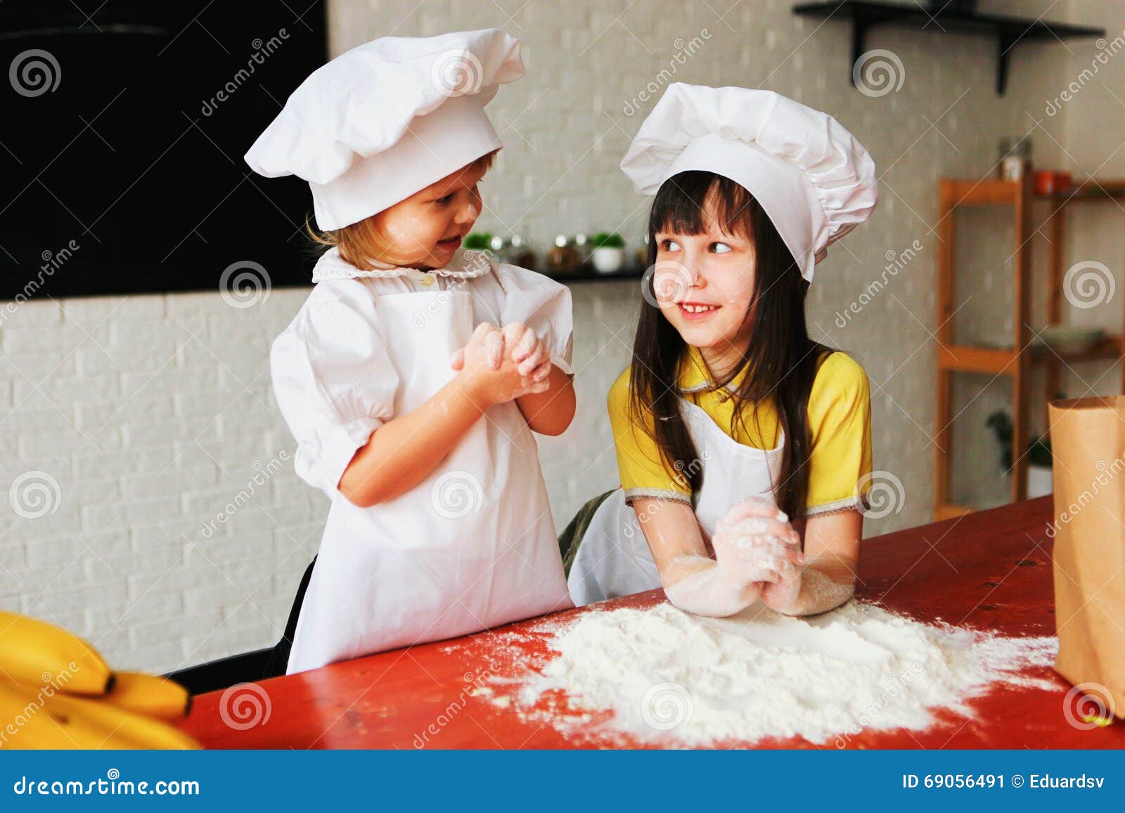 The Children Cook Portrait. Stock Image - Image of closeup, little ...