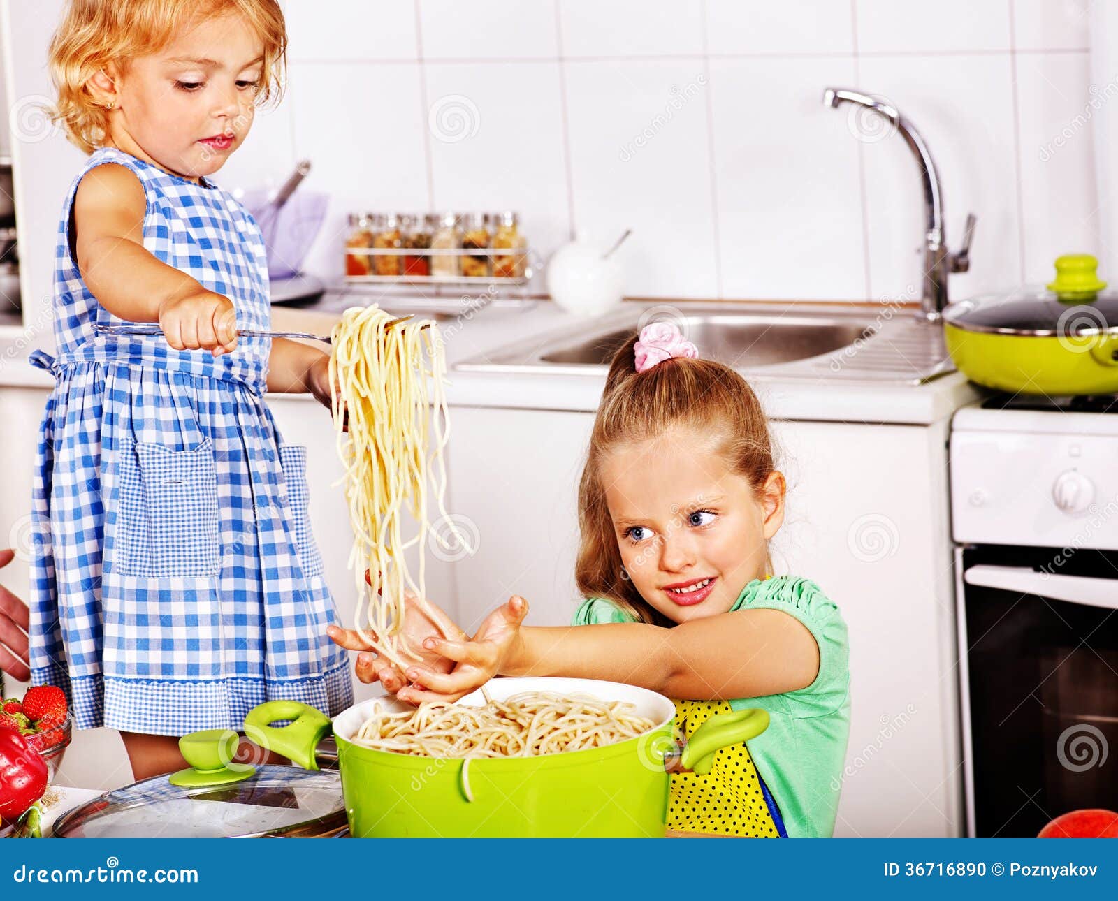 Children Cooking at Kitchen. Stock Photo - Image of happy, dinner: 36716890