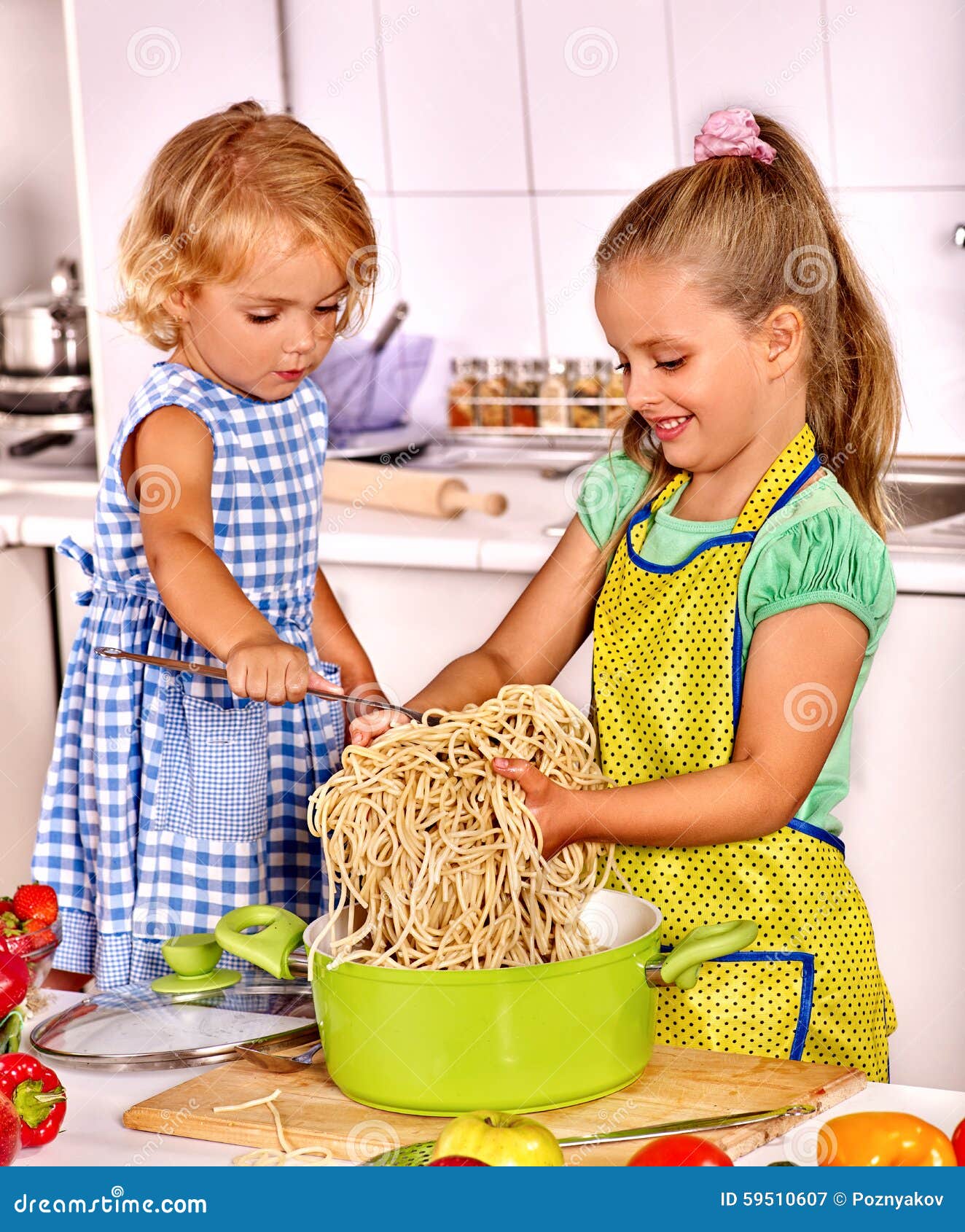 Children Cooking at Kitchen Stock Image - Image of chair, people: 59510607