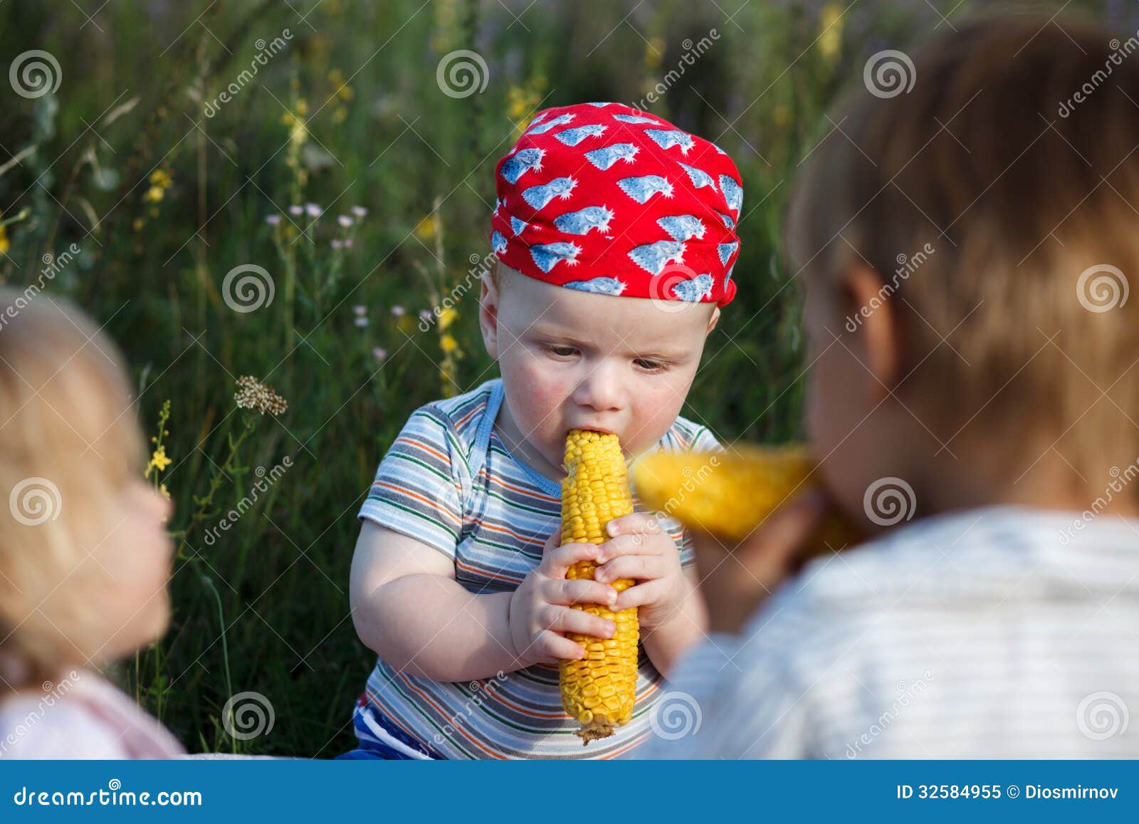 Children with corn stock image. Image of natural, food - 32584955