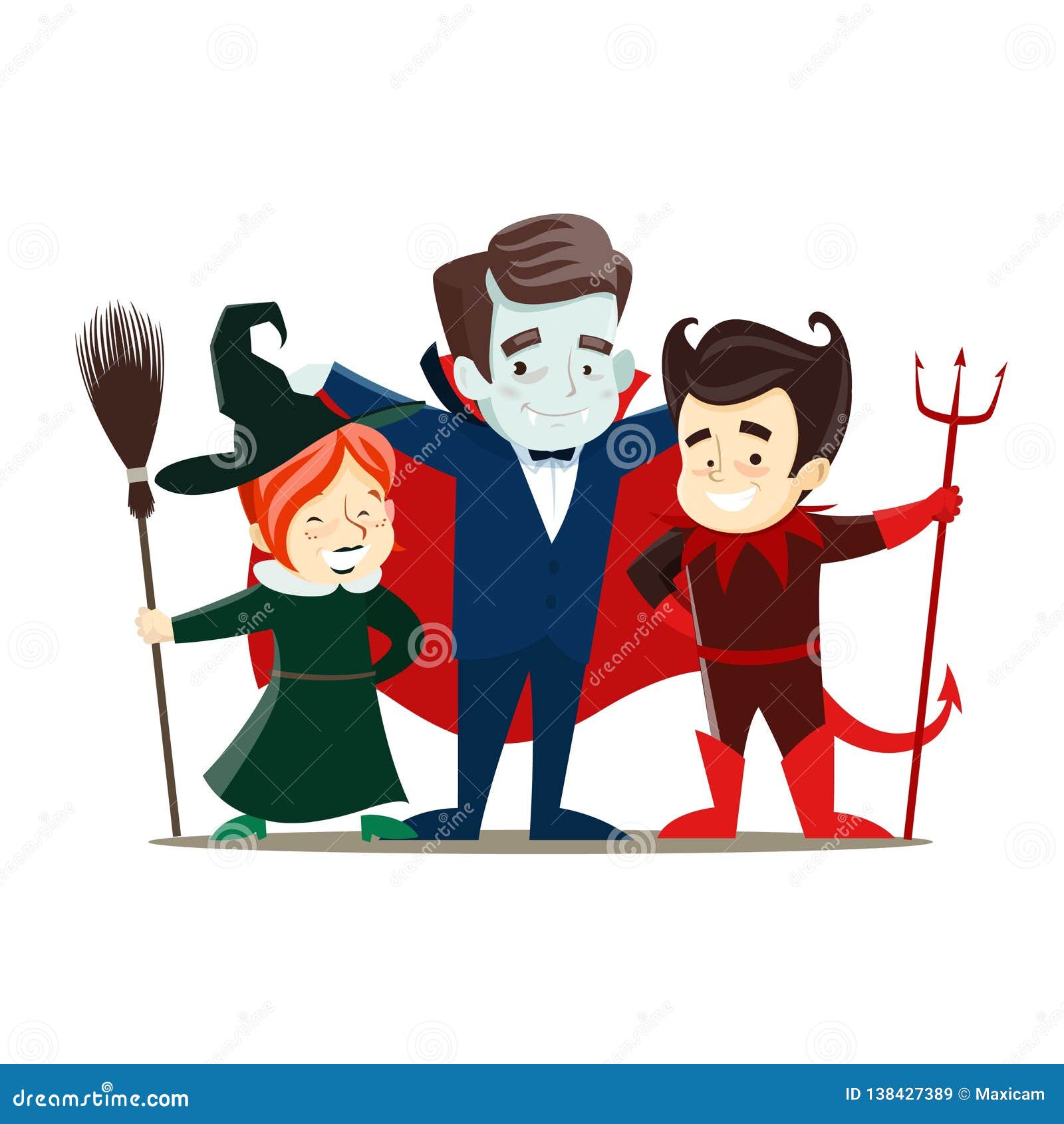 Children in Costumes of the Vampire, Witch and the Devil are Preparing ...