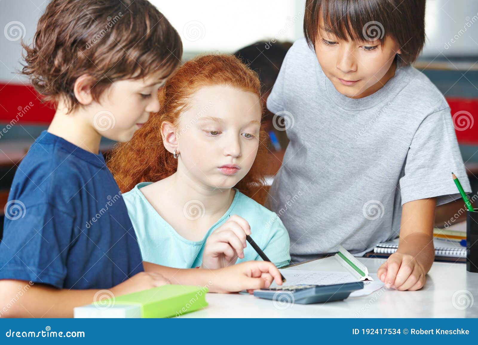 Children Count Together in Primary School Stock Photo - Image of ...