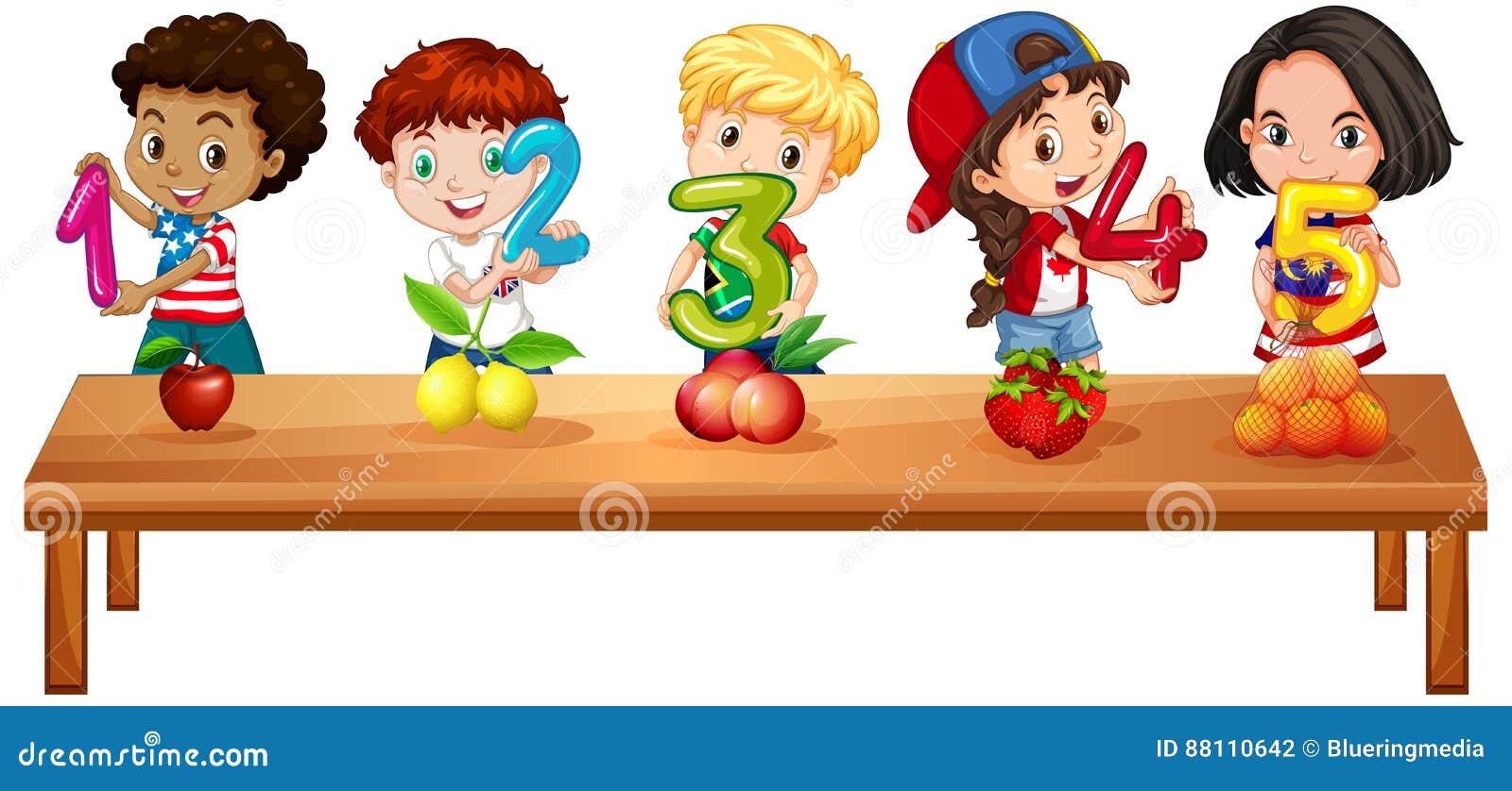 Children Counting Numbers One To Five Stock Vector - Illustration of ...