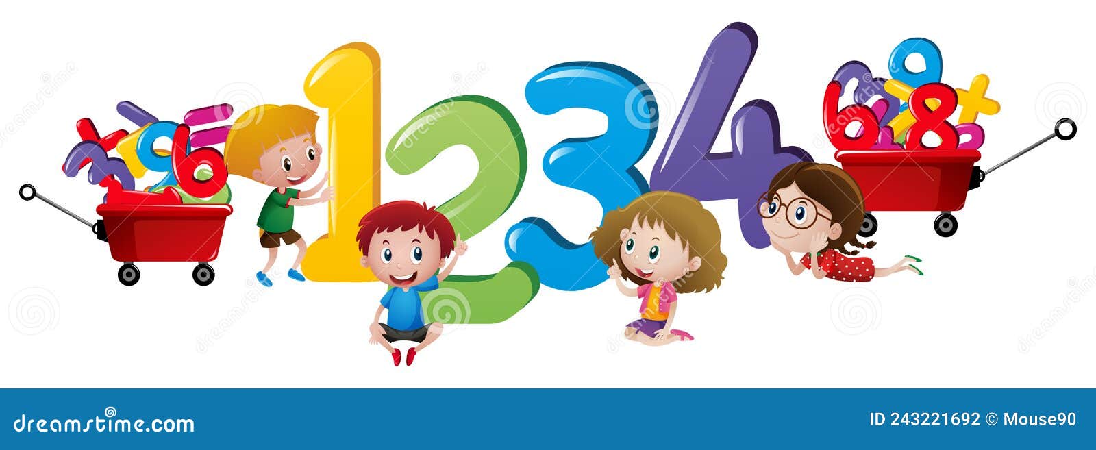 Children Counting Numbers One To Four Stock Vector - Illustration of ...