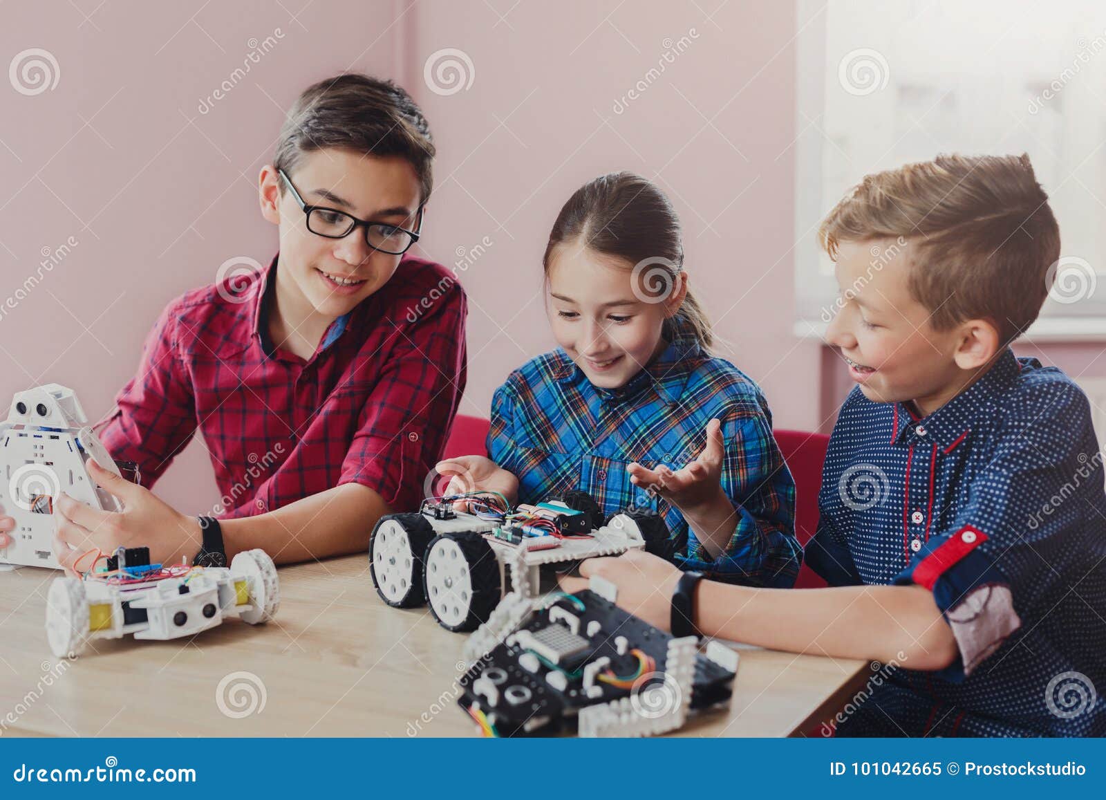 Stem Education. Kids Creating Robots at School Stock Image - Image of ...