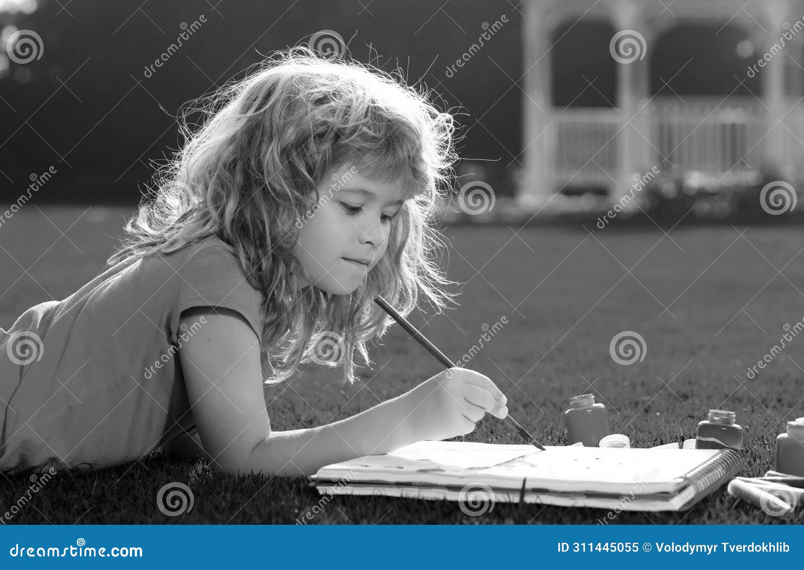 Children Creative, Developing Imagination, Creativity. Child Boy Draws ...