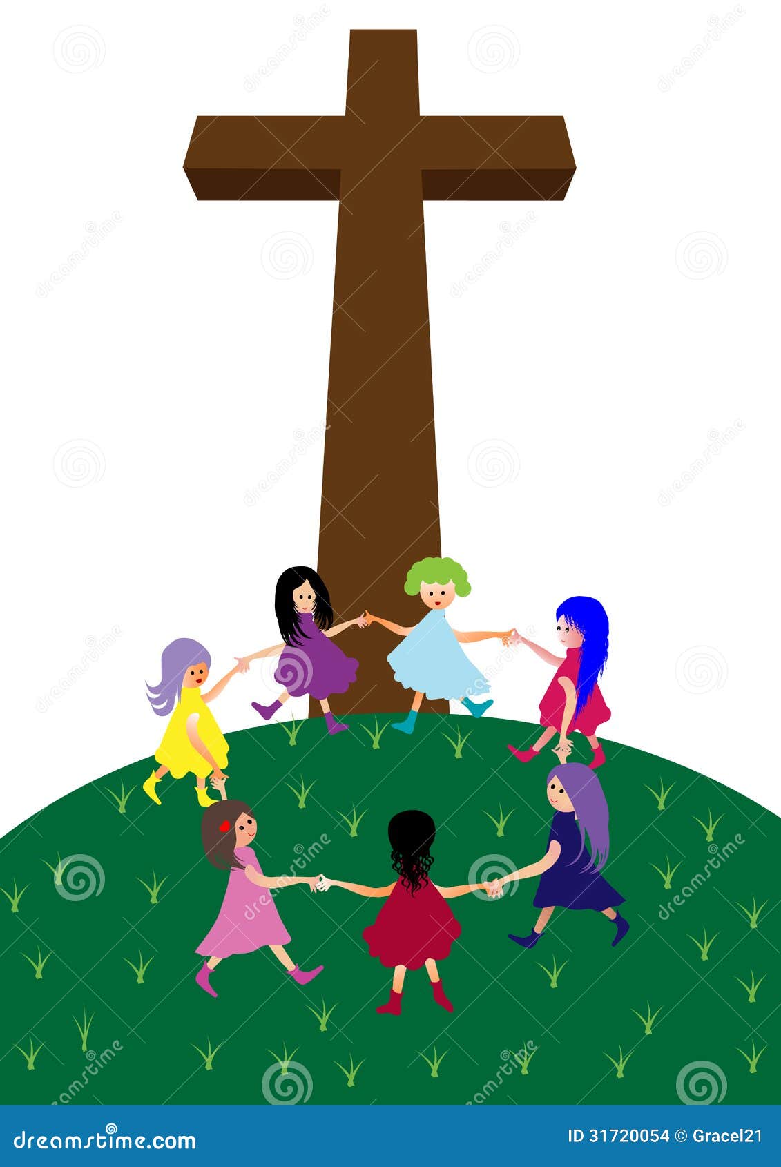 Children with cross stock vector. Illustration of design - 31720054