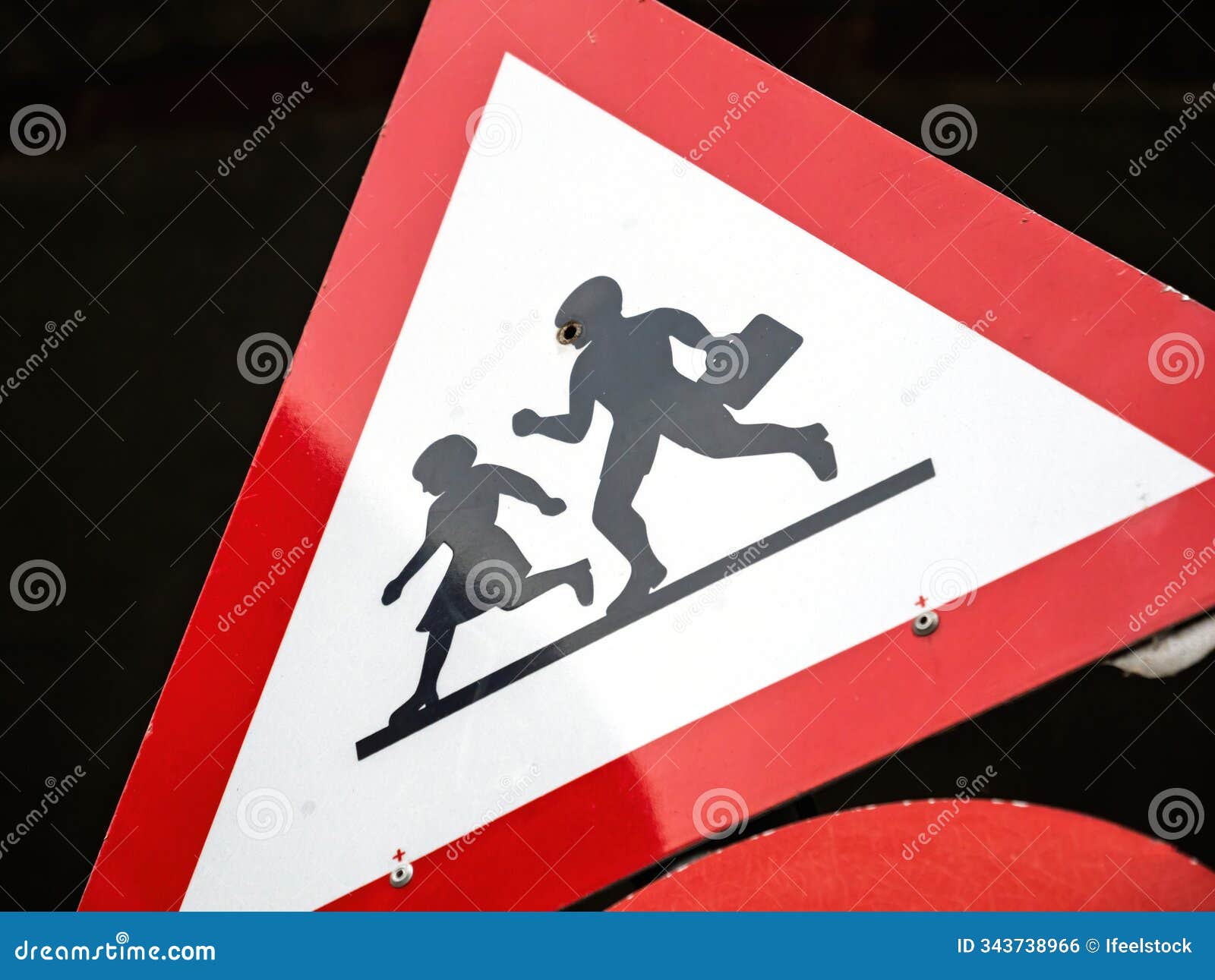 Children Crossing Warning Sign in Basel Stock Photo - Image of icon ...