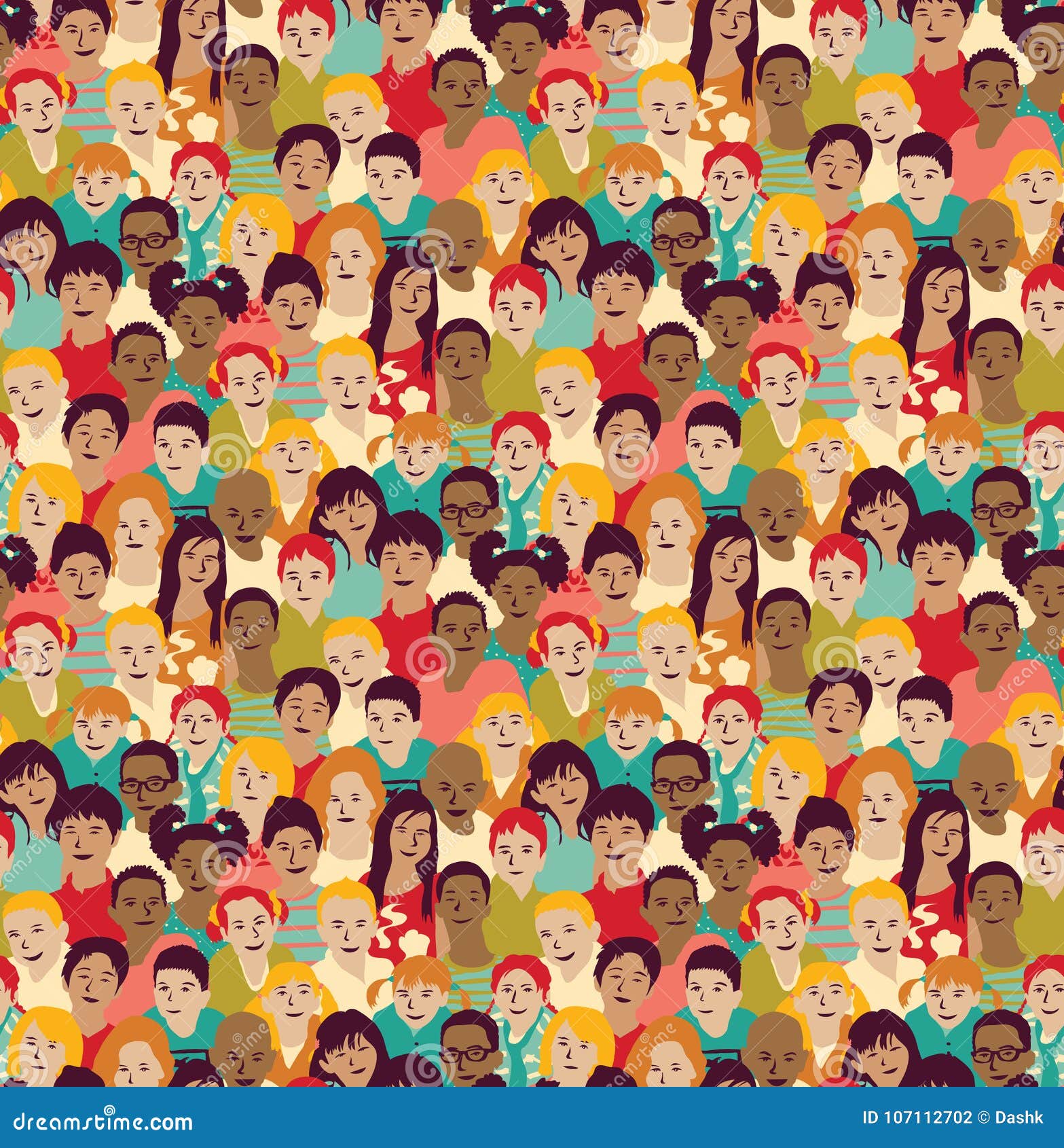 Children Crowd Faces Stock Illustrations – 181 Children Crowd Faces ...