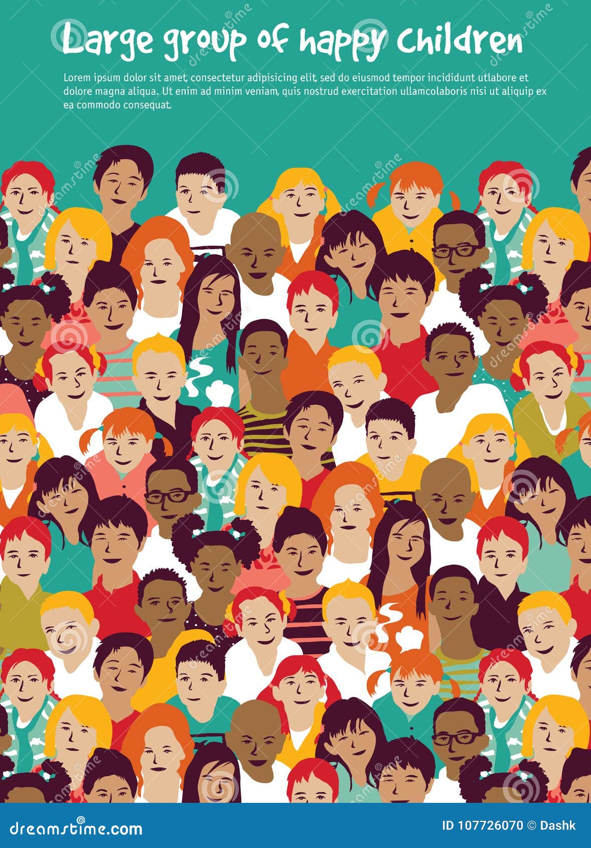 Children Crowd Group Multinationals and Sky. Stock Vector ...