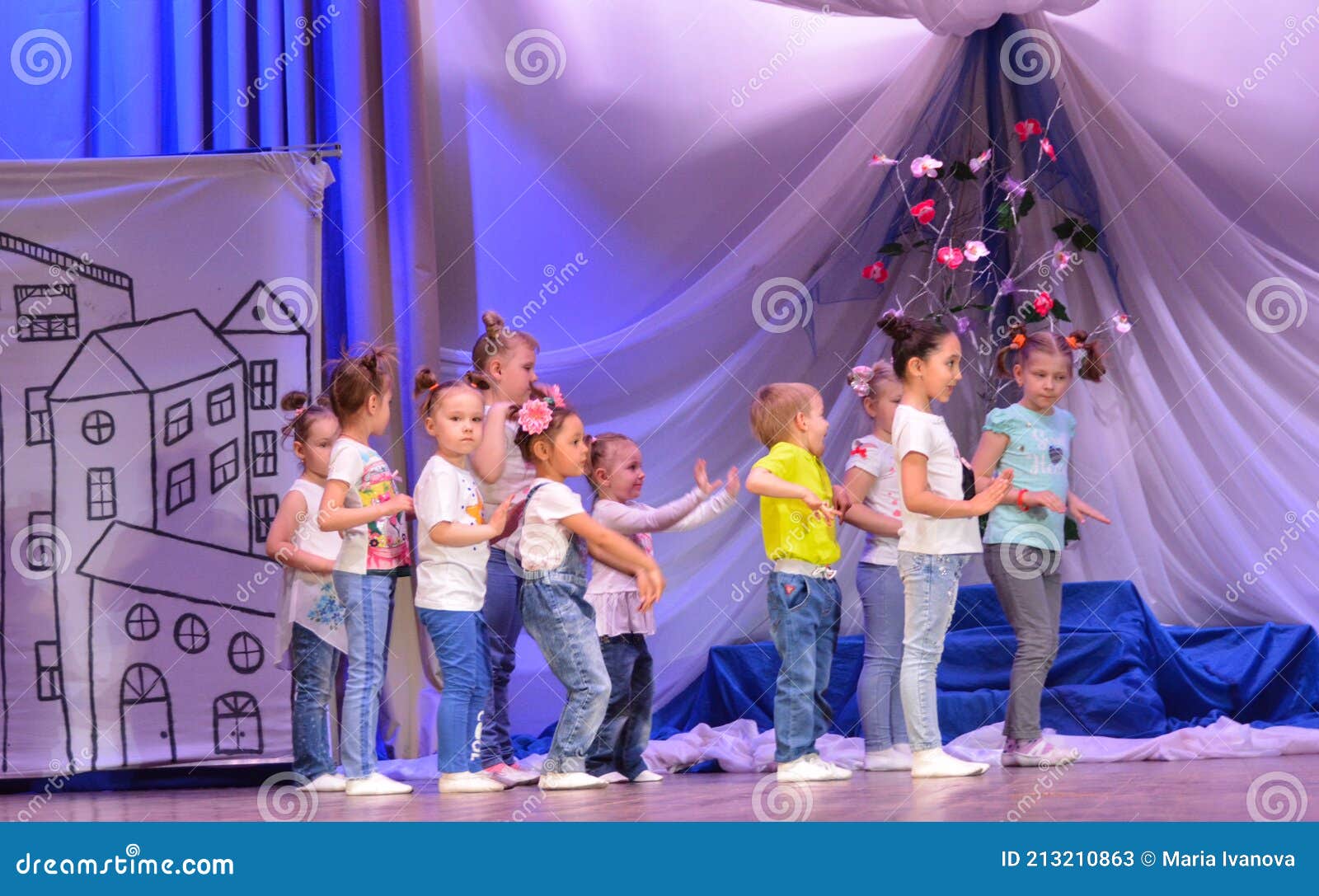 Children Dance on the Stage in Beautiful Bright Costumes an Interesting ...