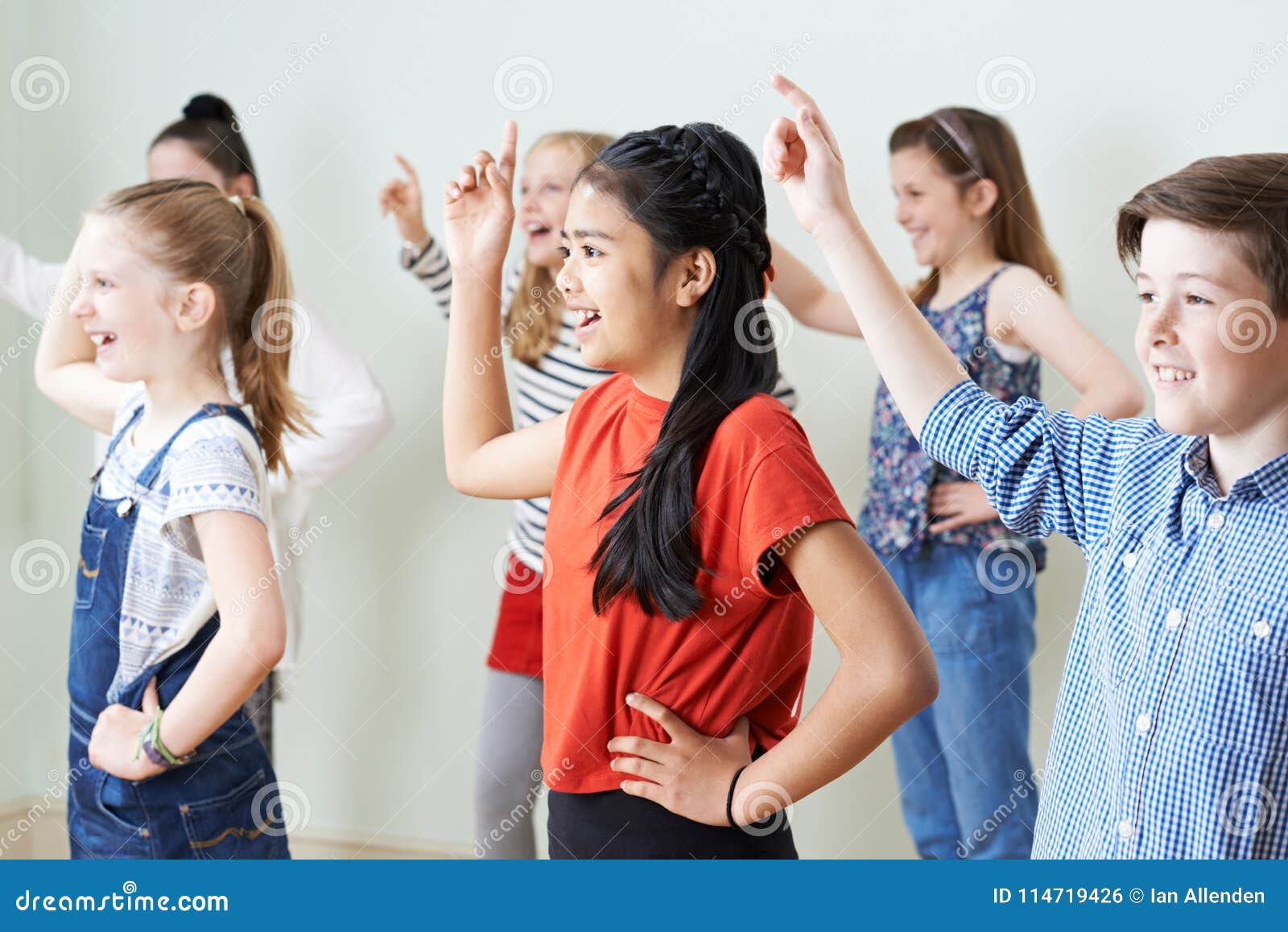 Group of Children Dancing in Drama Class Together Stock Photo - Image ...