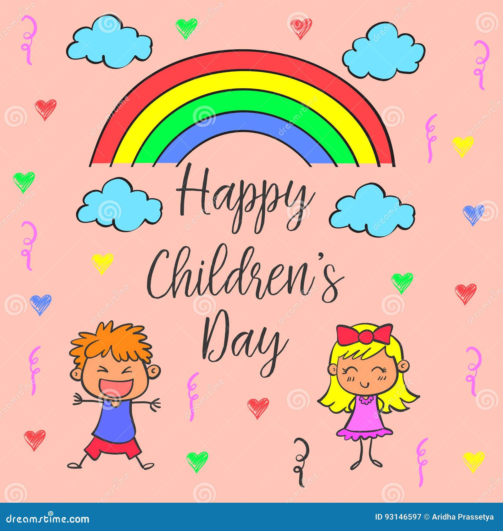 Children Day Theme with Rainbow Stock Vector - Illustration of ...