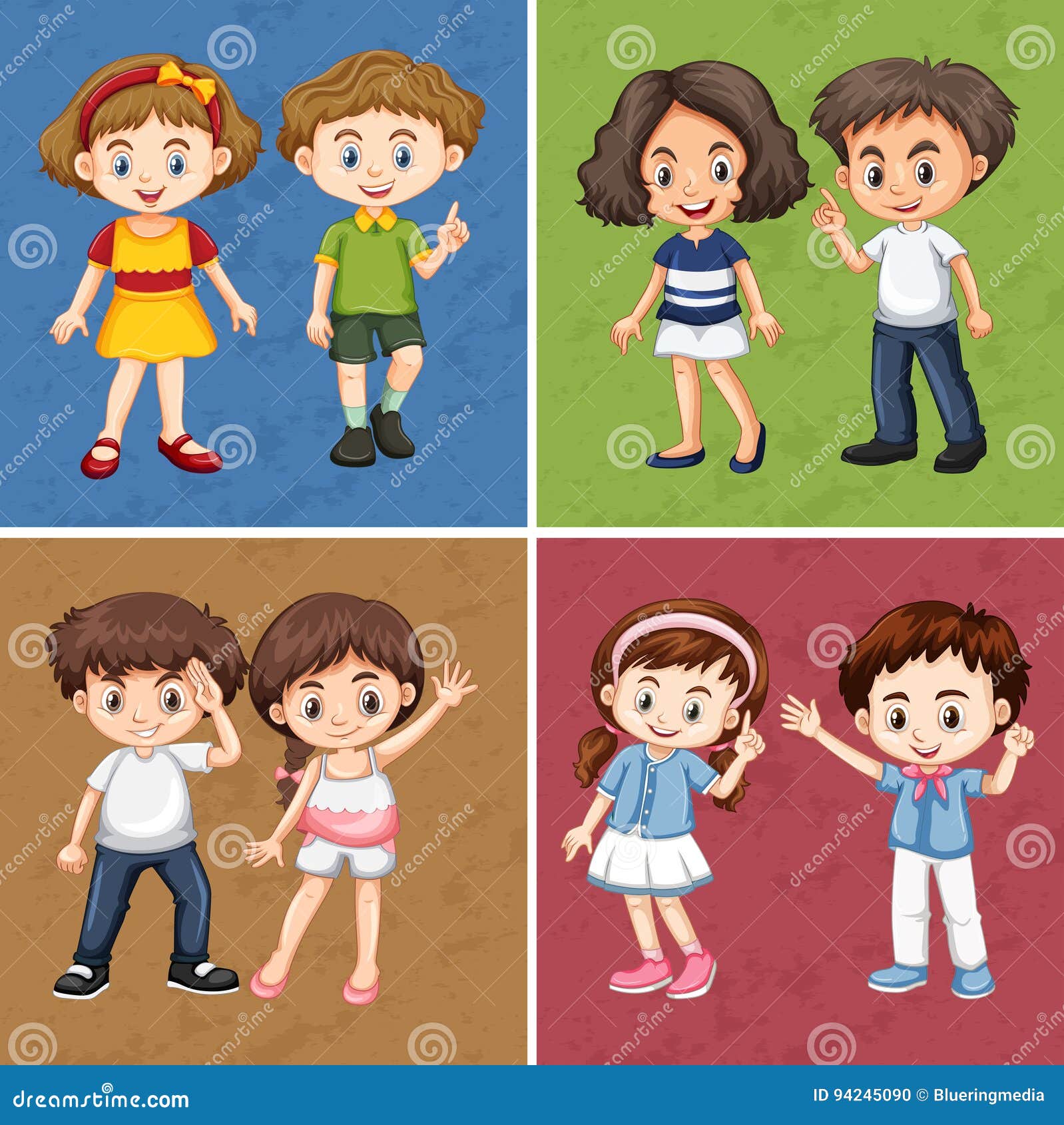 Children on Different Color Background Stock Vector - Illustration of ...