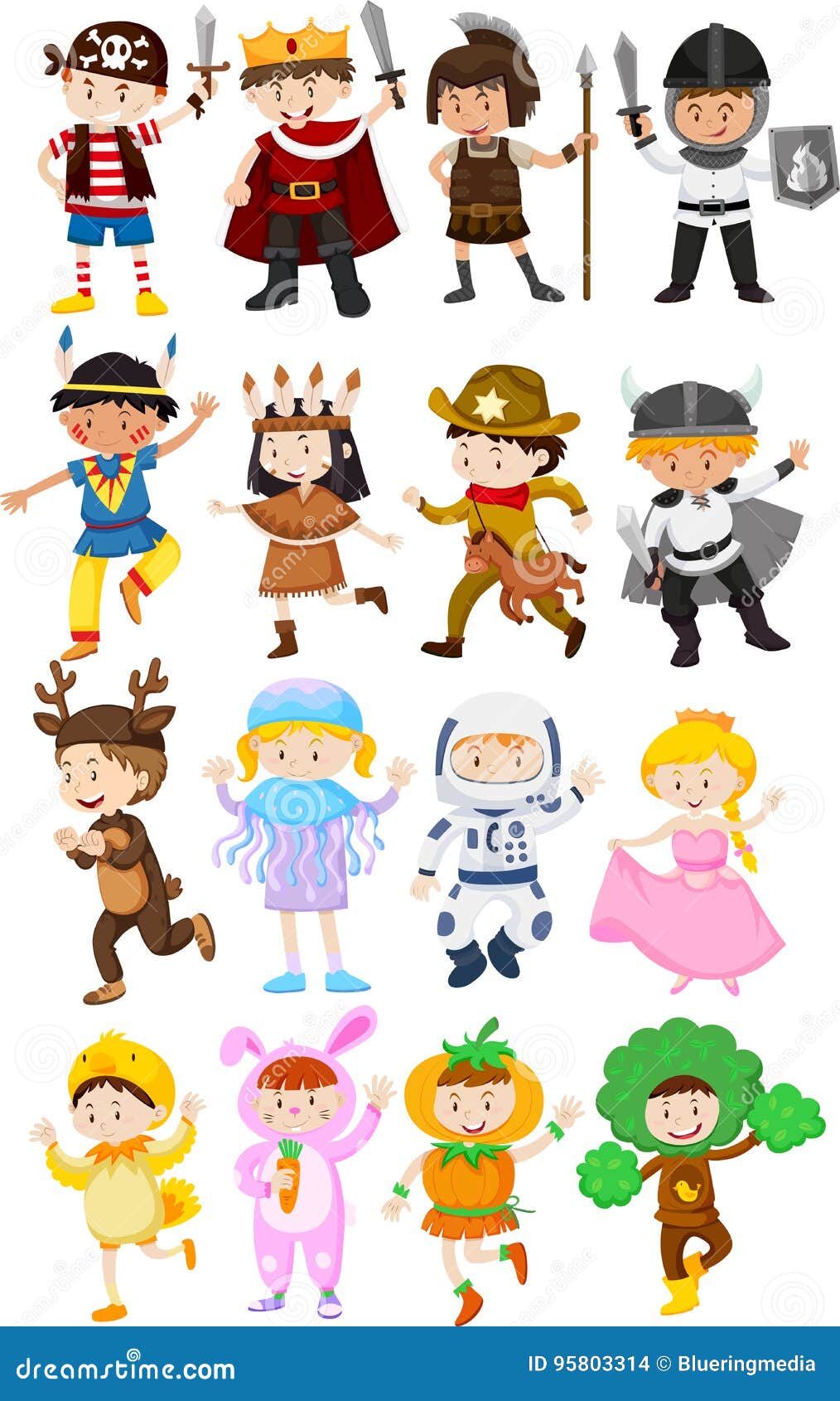 Children in Different Costumes Stock Vector - Illustration of path ...