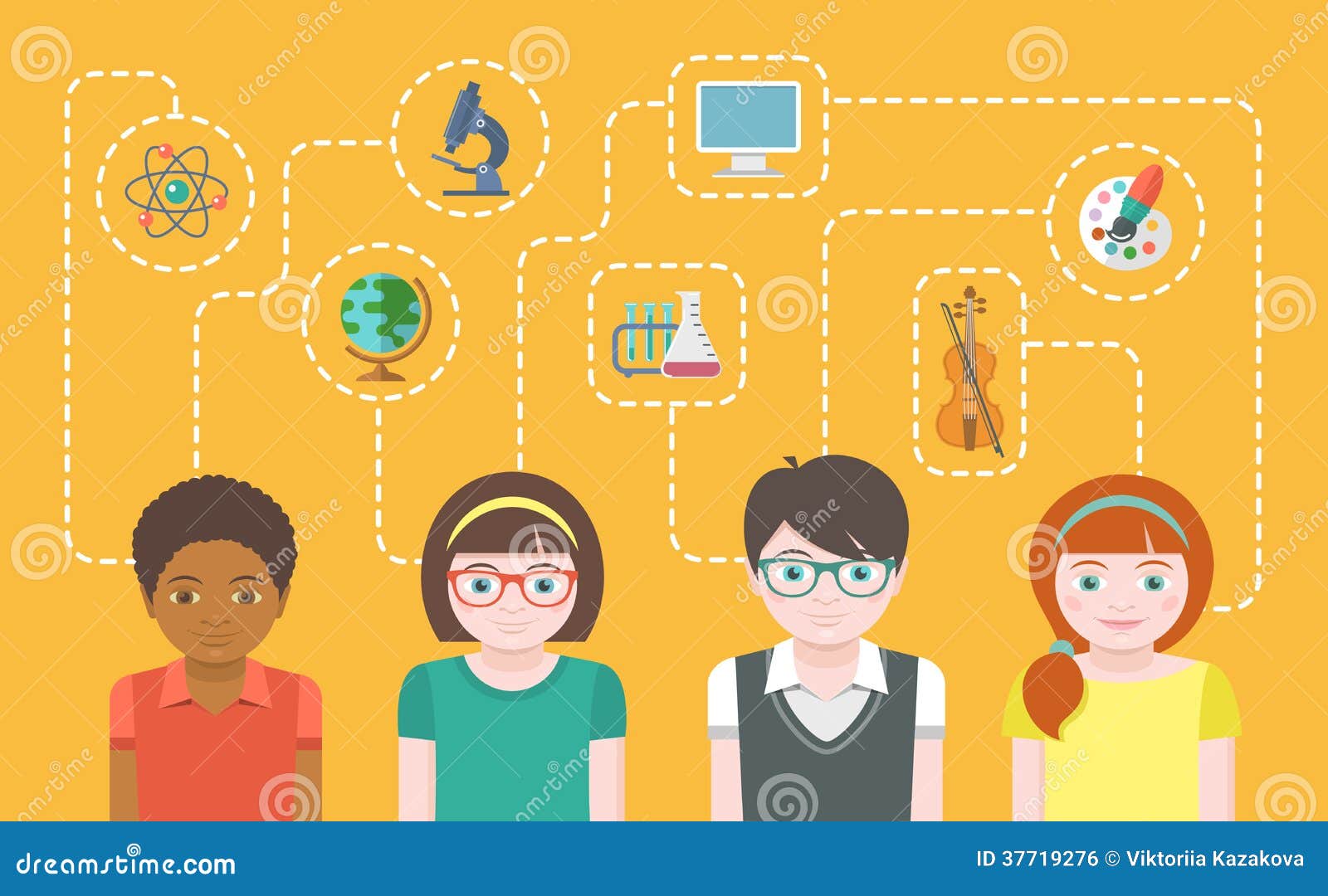 Children with Different Interests Stock Vector - Illustration of ...