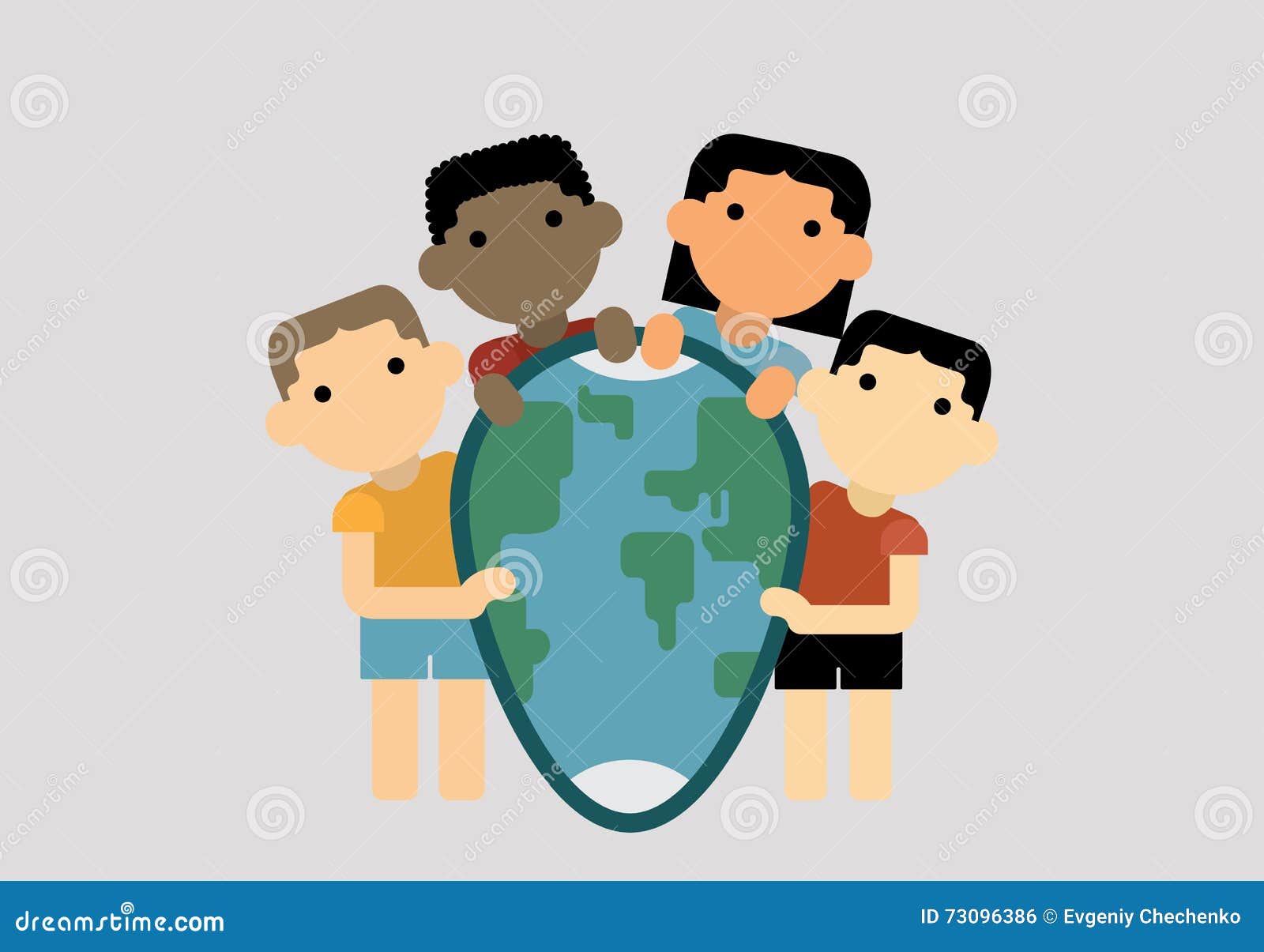 Children Of Different Nations Cling To The Planet Earth In The Form A ...