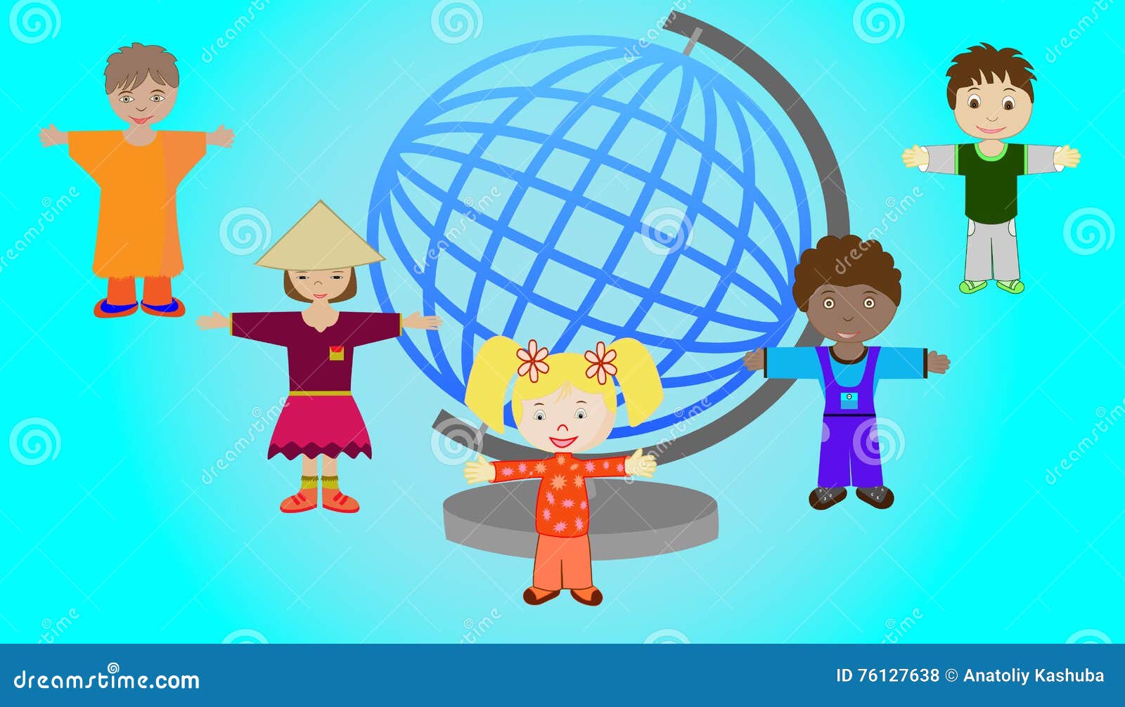 Children of Different Nations of the World Together Stock Vector ...