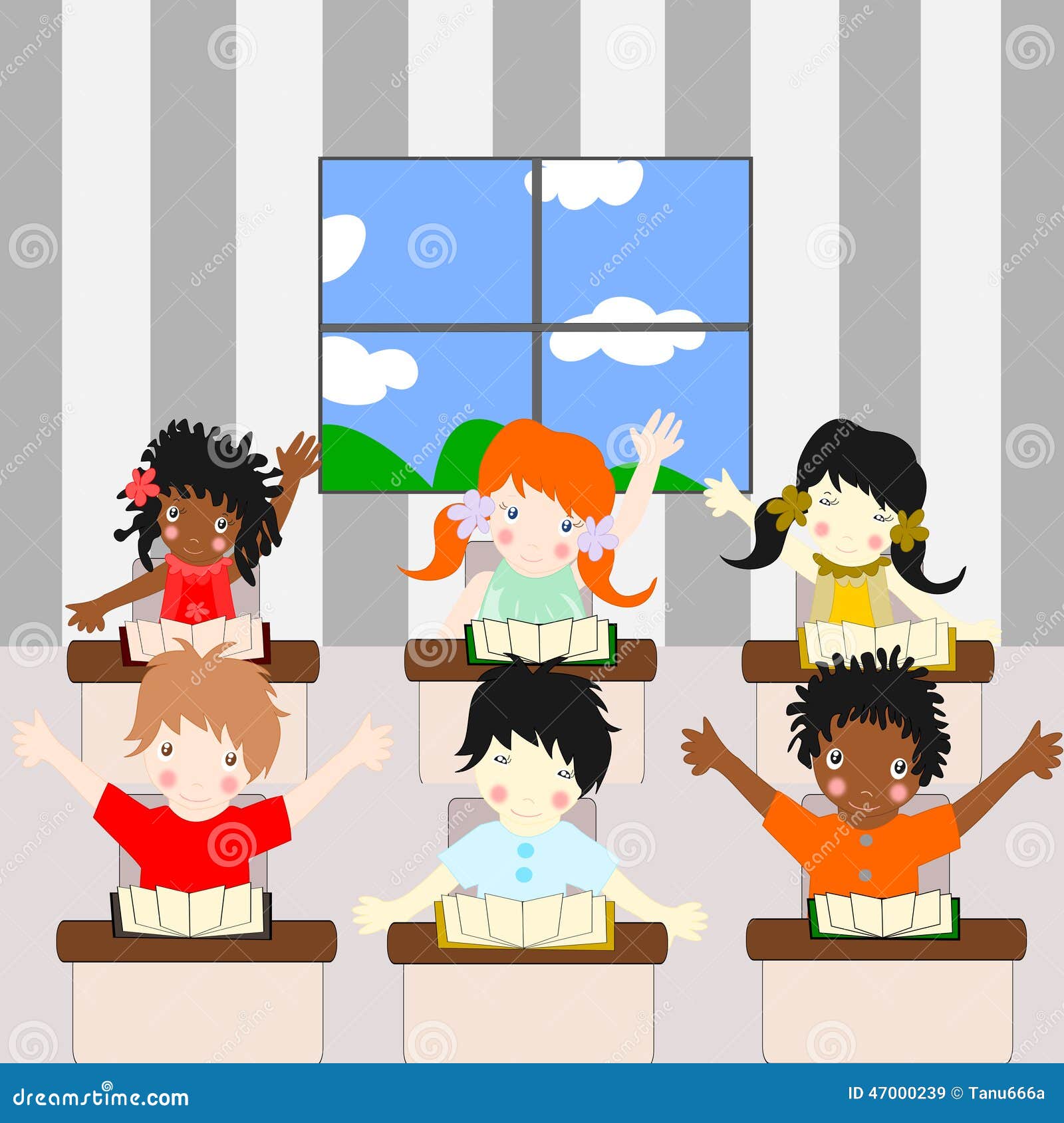 Children of Different Races Learn in the School Stock Illustration ...