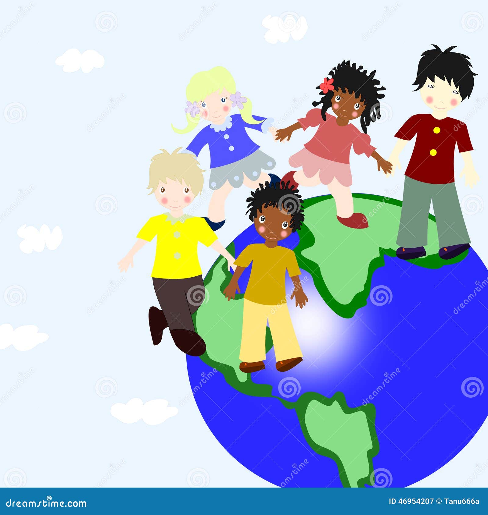 Children of Different Races on a Planet Stock Illustration ...