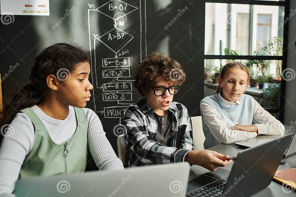 Children Discussing Software at Lesson Stock Photo - Image of modern ...