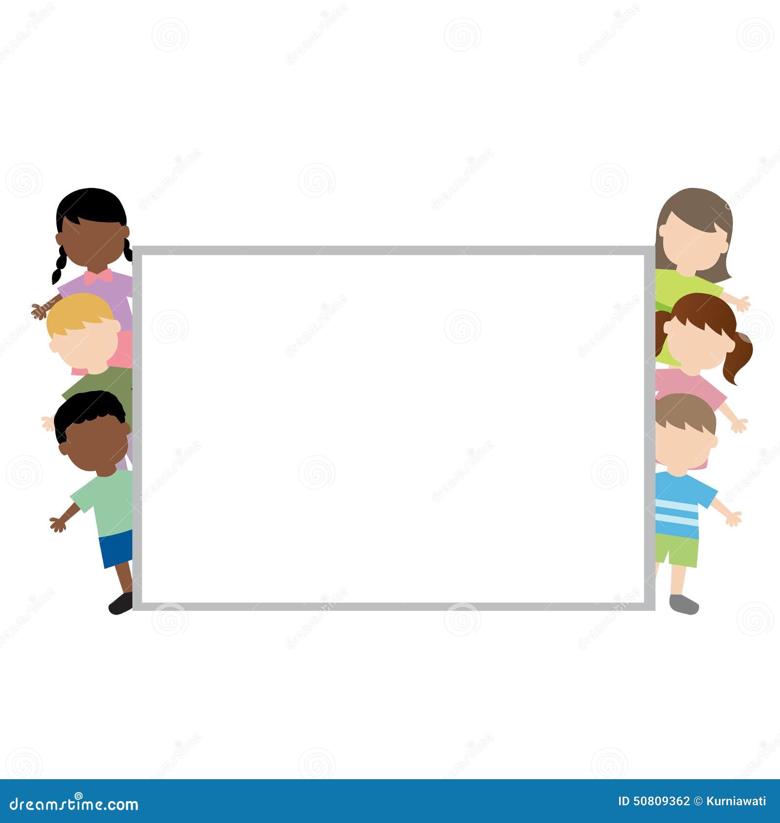 Children Diversity with Blank Board Stock Vector - Illustration of ...