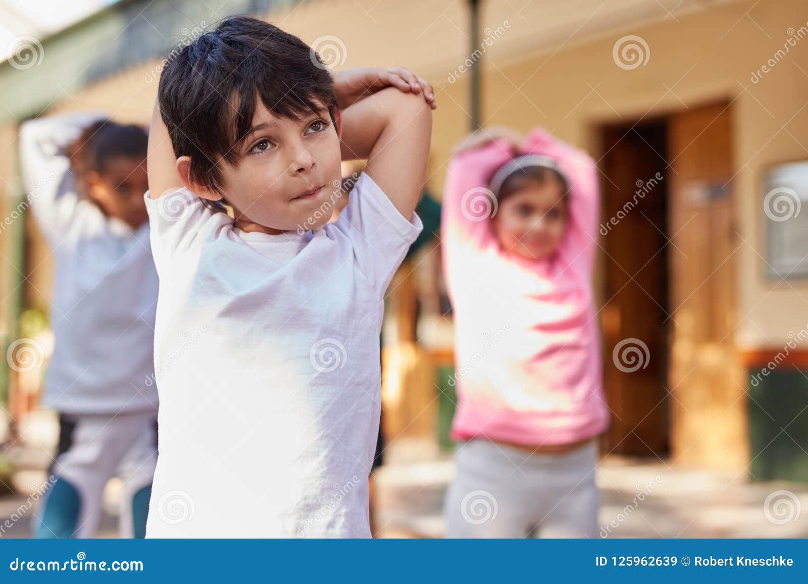 Children Do Gymnastics in Elementary School Stock Image - Image of ...