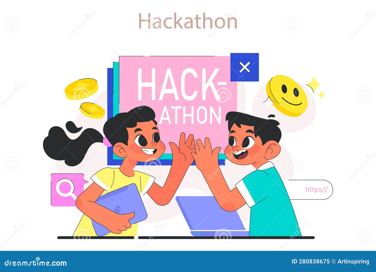 Children Do Programming. Computer Science, AI, Game Technologies Stock ...