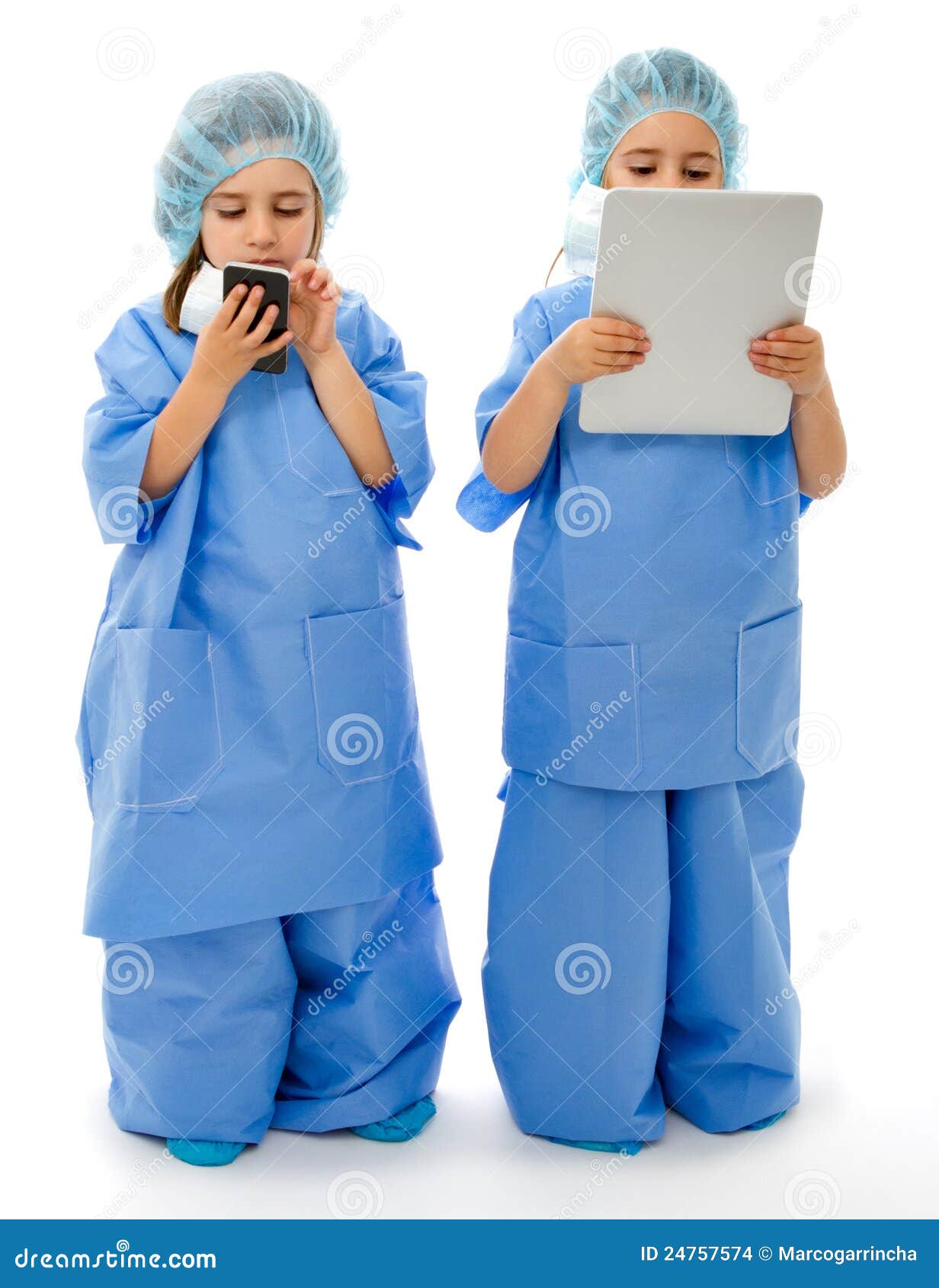 Children Doctor with Tablet and Phone Stock Photo - Image of electronic ...