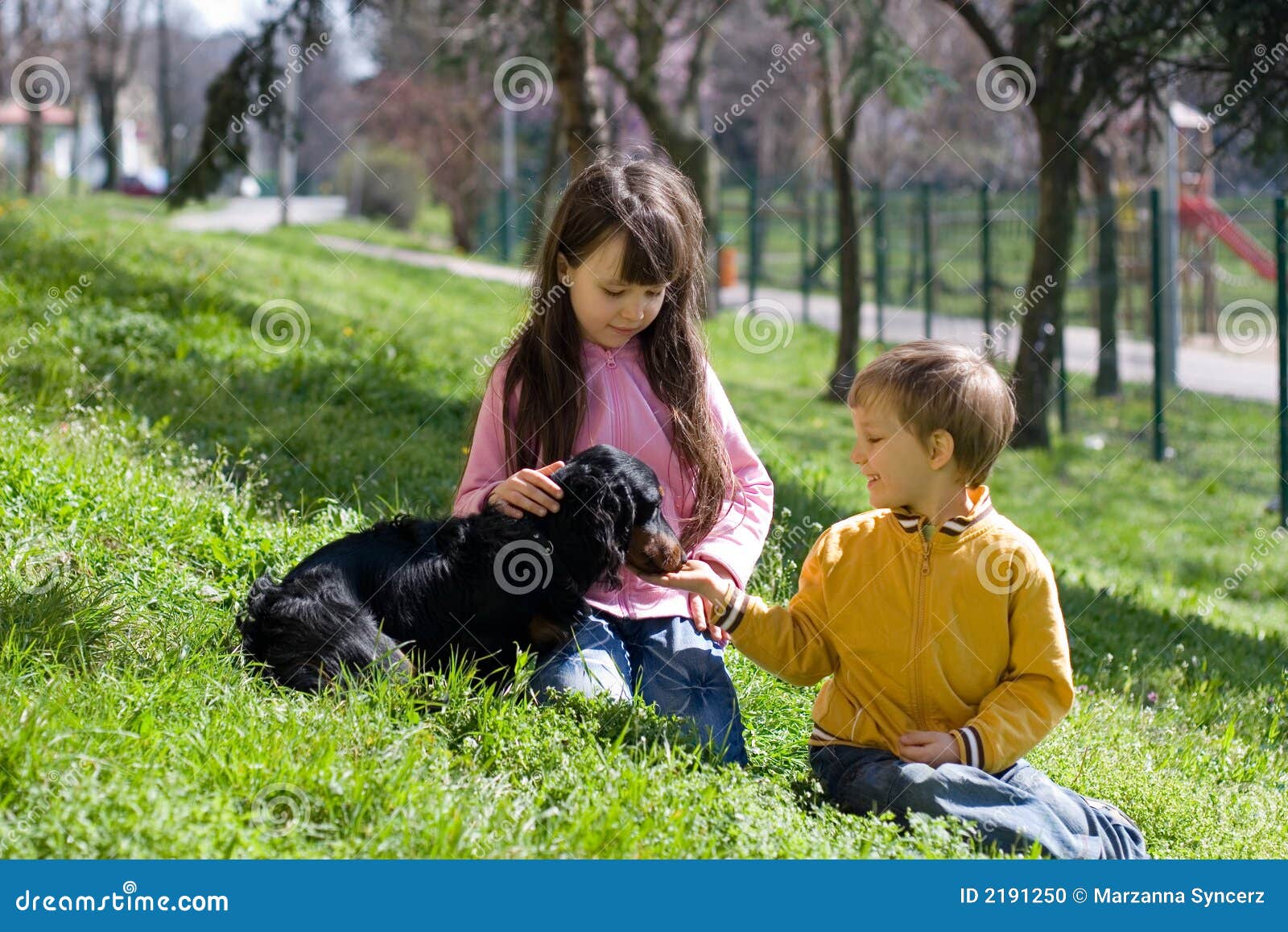 Children with Dog stock photo. Image of sitting, looking - 2191250
