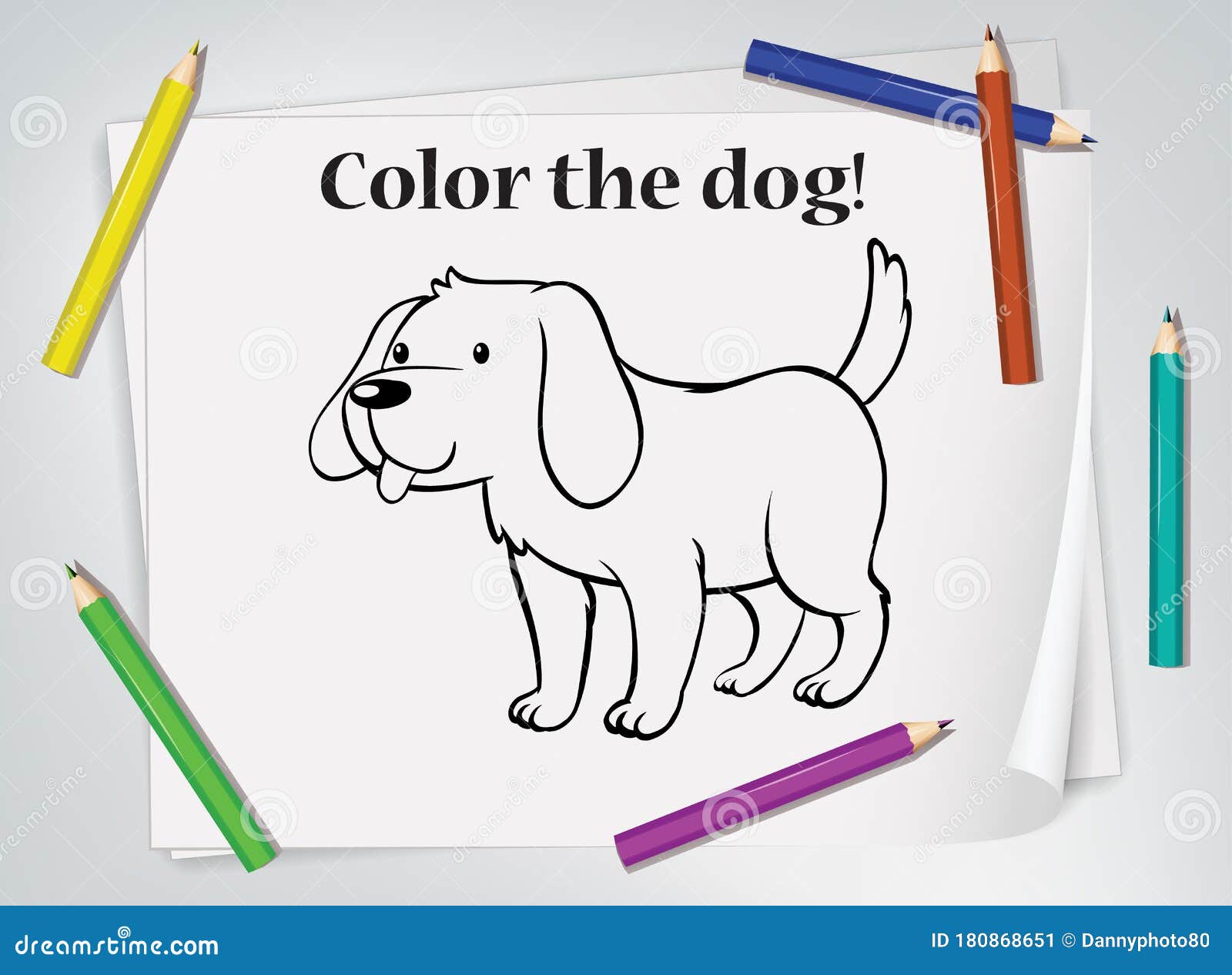 Children Dog Coloring Worksheet Stock Vector - Illustration of fauna ...