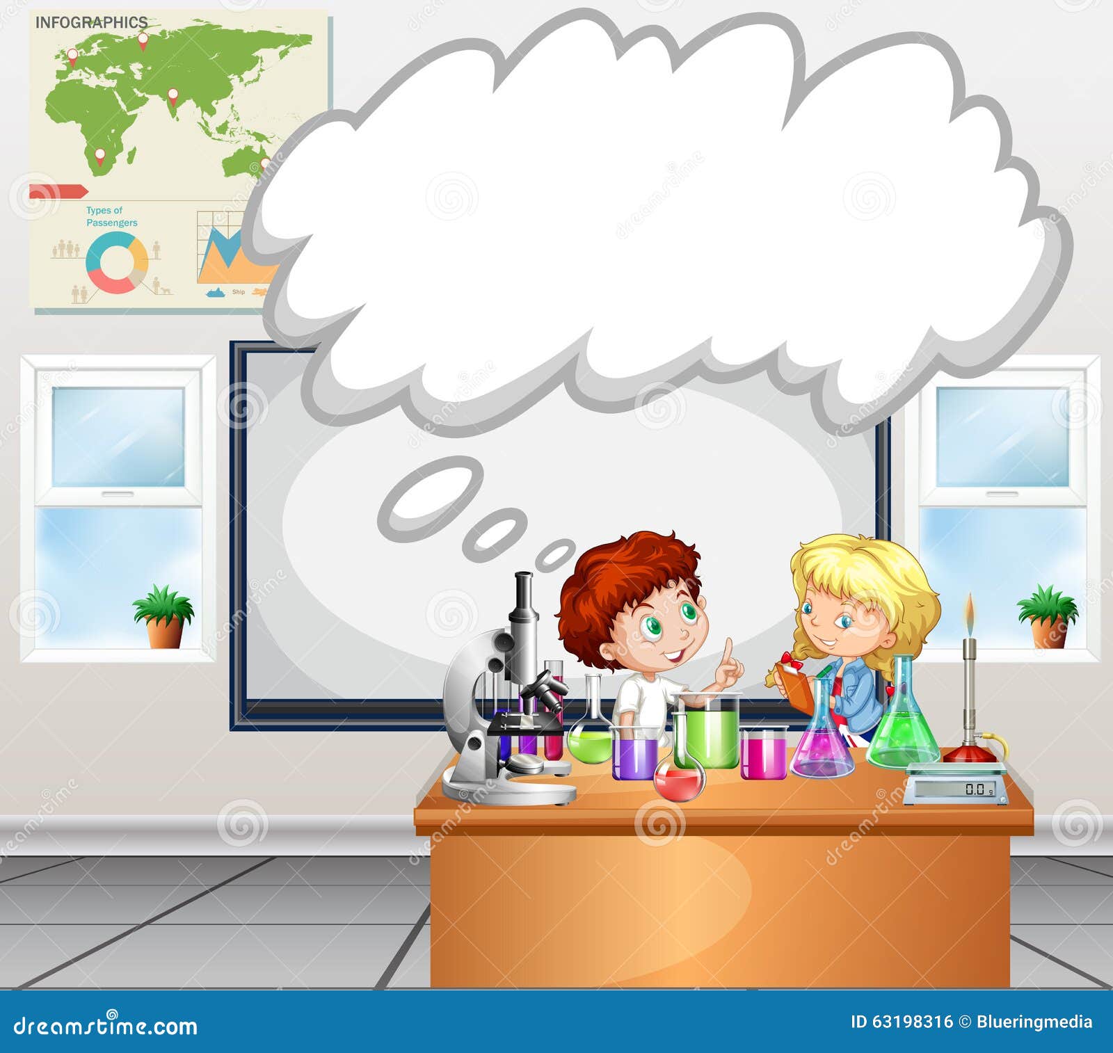 Children Doing Experiment in the Classroom Stock Vector - Illustration ...