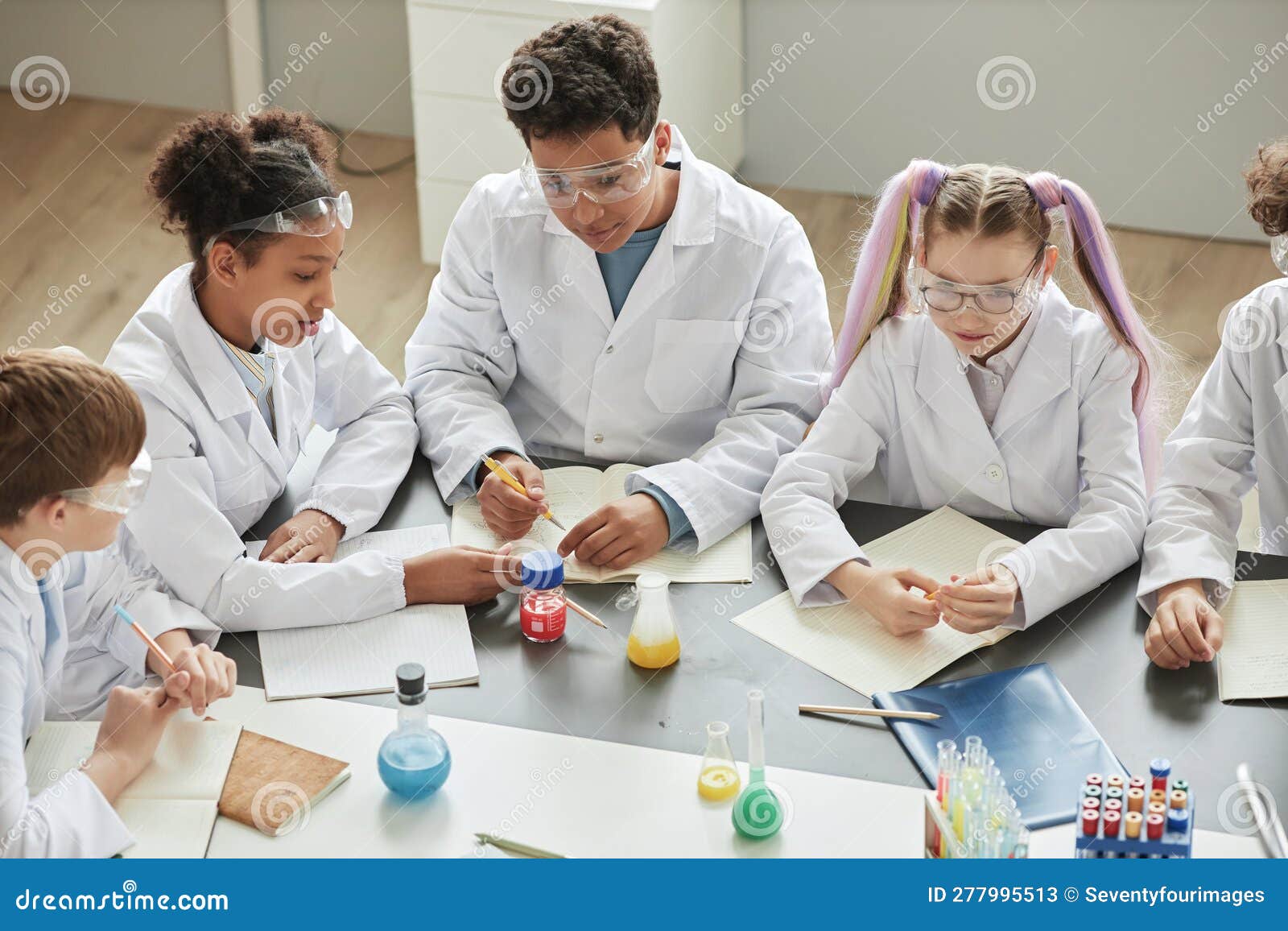 Children Doing Experiments during Science Class in School Stock Image ...