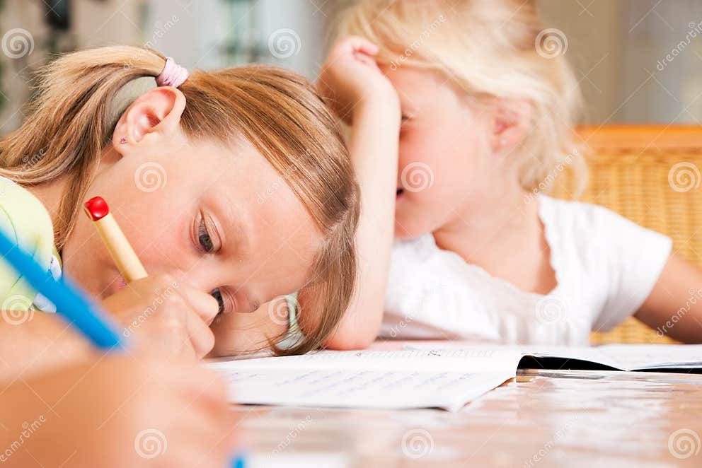Children Doing Homework for School Stock Image - Image of help ...