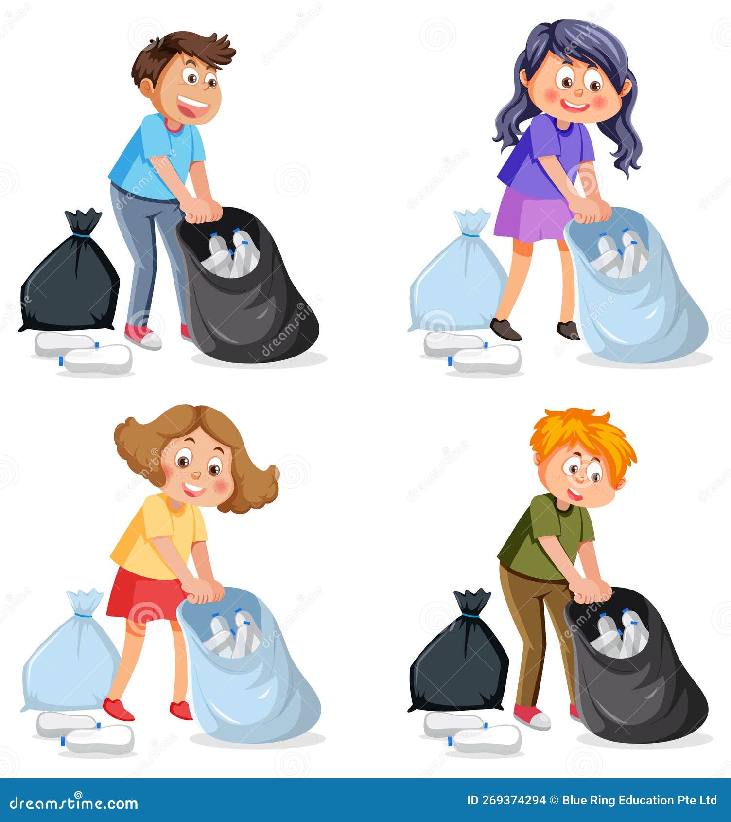 Children Doing Housework Characters Set Stock Vector - Illustration of ...