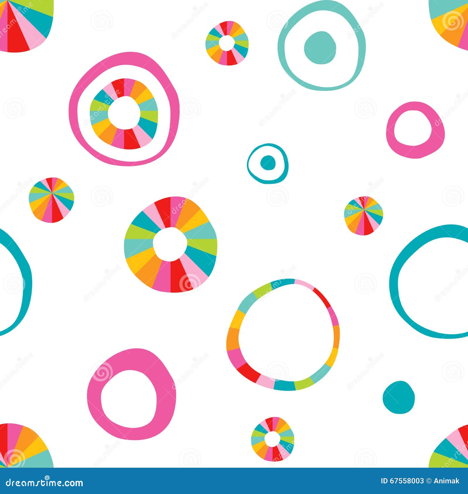 Children Doodle Hand Drawn Round, Circle Color Pattern. Stock Vector ...